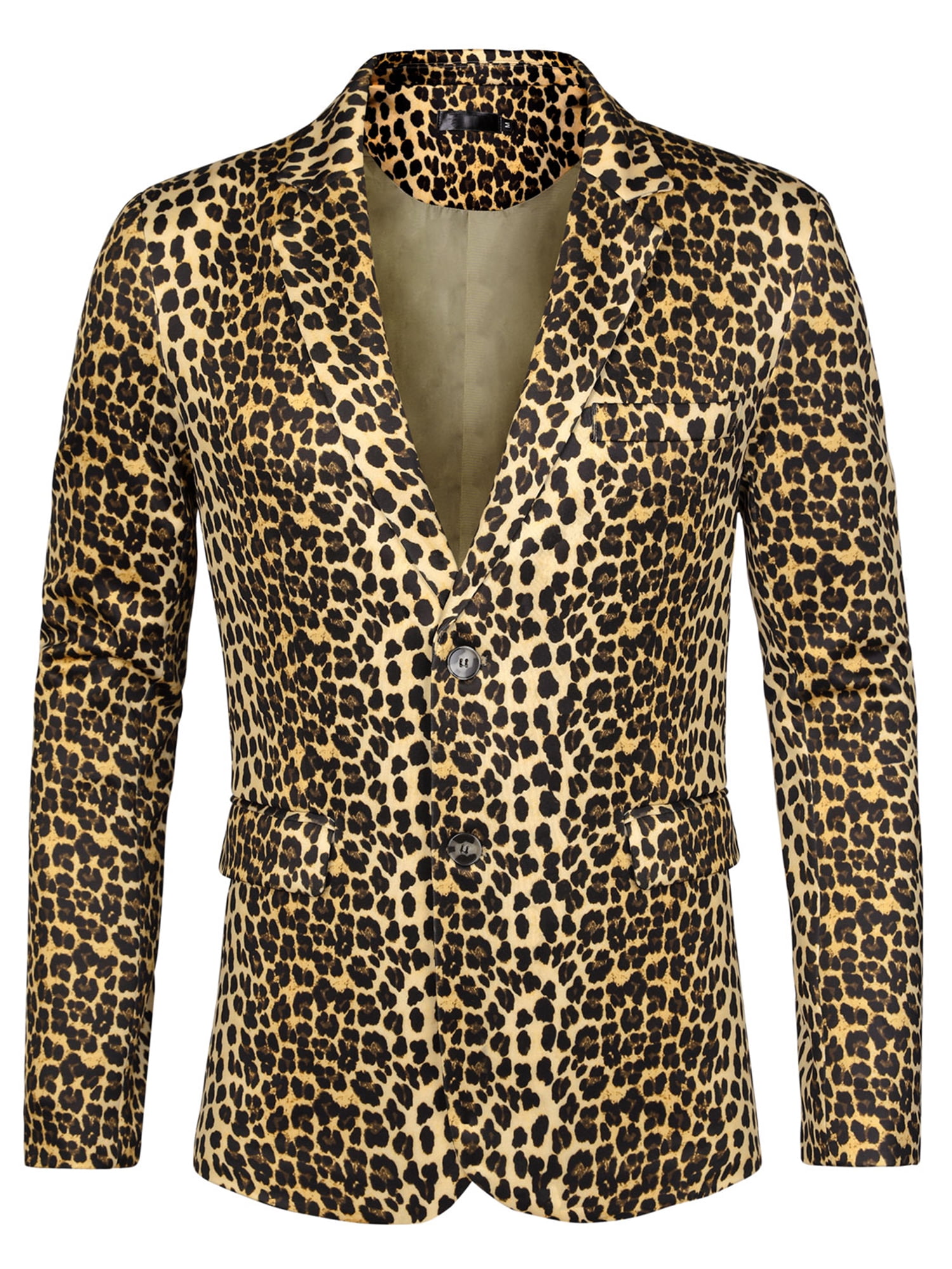 Lars Amadeus Men's Party Animal Leopard Print Blazer Notched Lapel ...