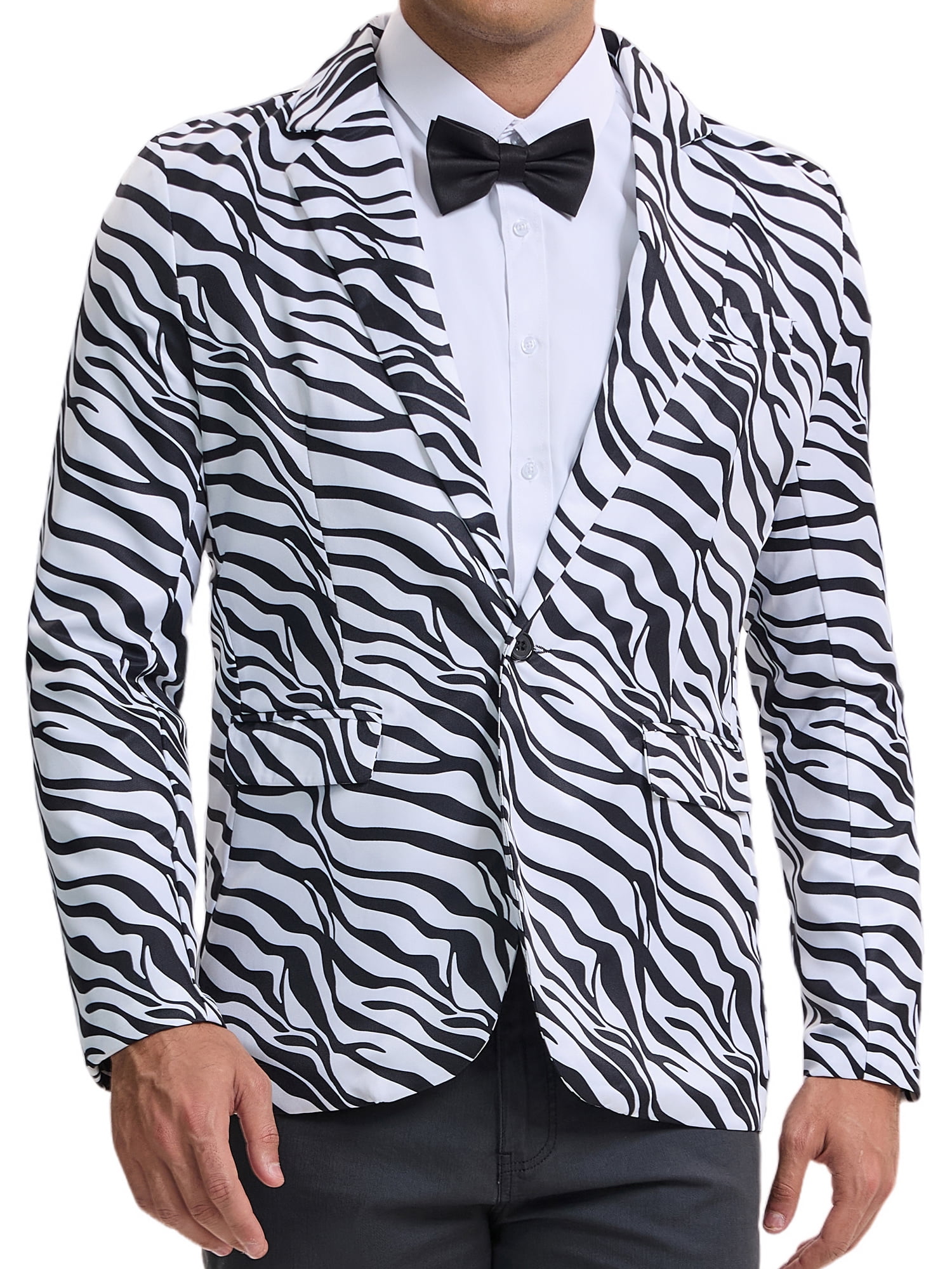 Lars Amadeus Men's Party Animal Leopard Print Blazer Notched Lapel ...