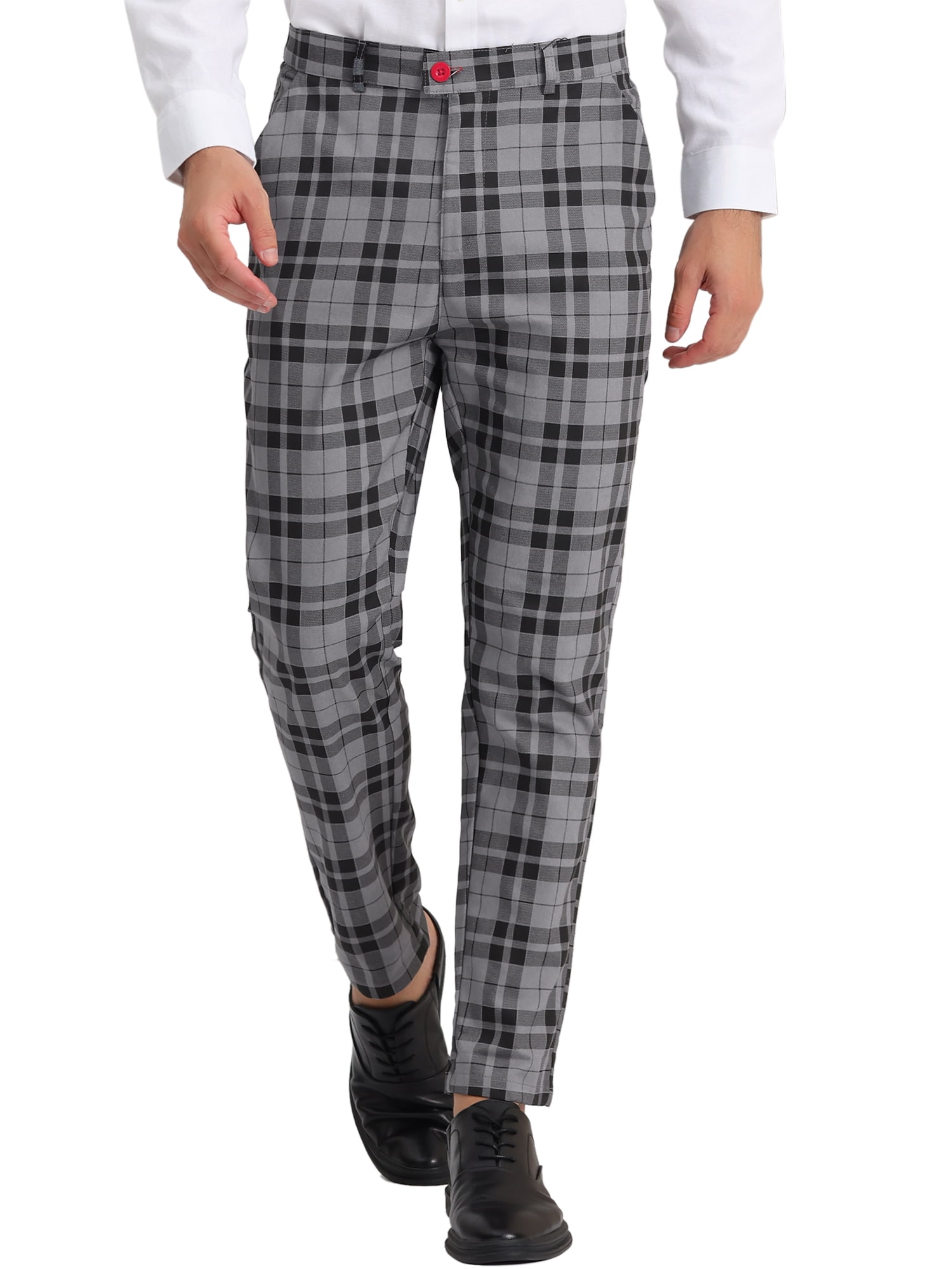 Lars Amadeus Men's Plaid Dress Pants Casual Slim Fit Checkered Business ...