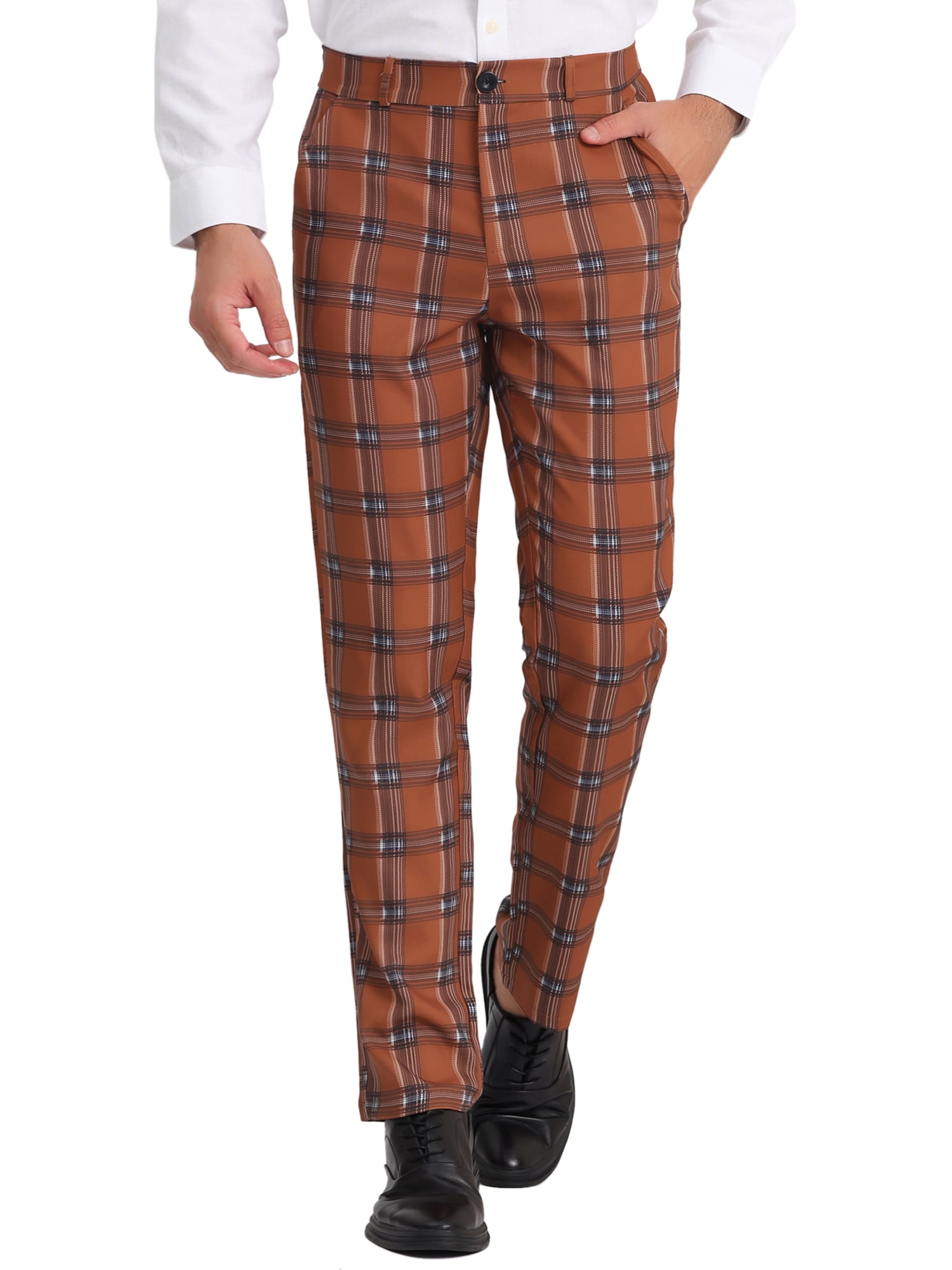 Lars Amadeus Men's Plaid Dress Pants Formal Business Checked Trousers ...