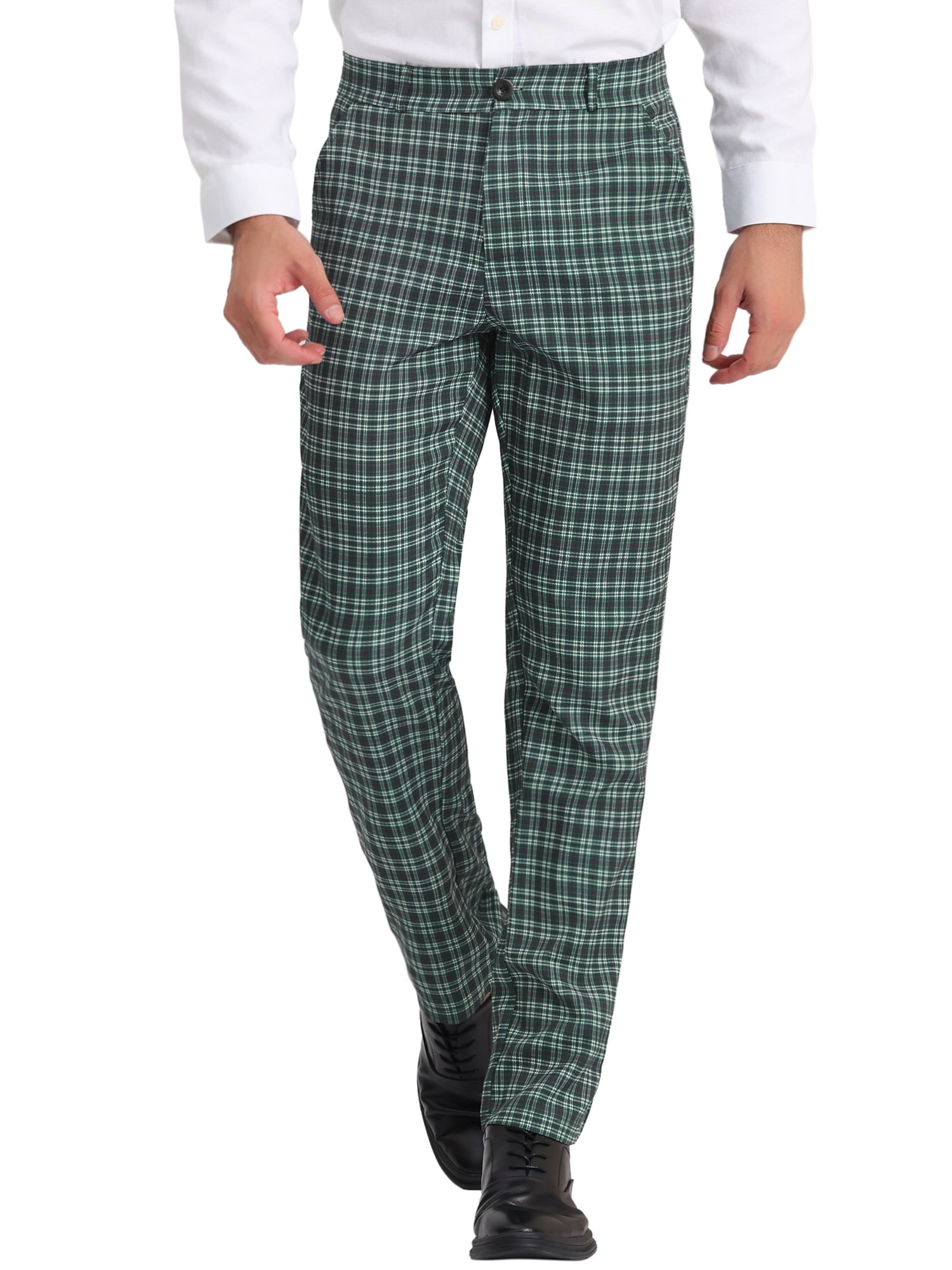 INSPIRE CHIC Men's Plaid Dress Pants Formal Business Checked Trousers ...