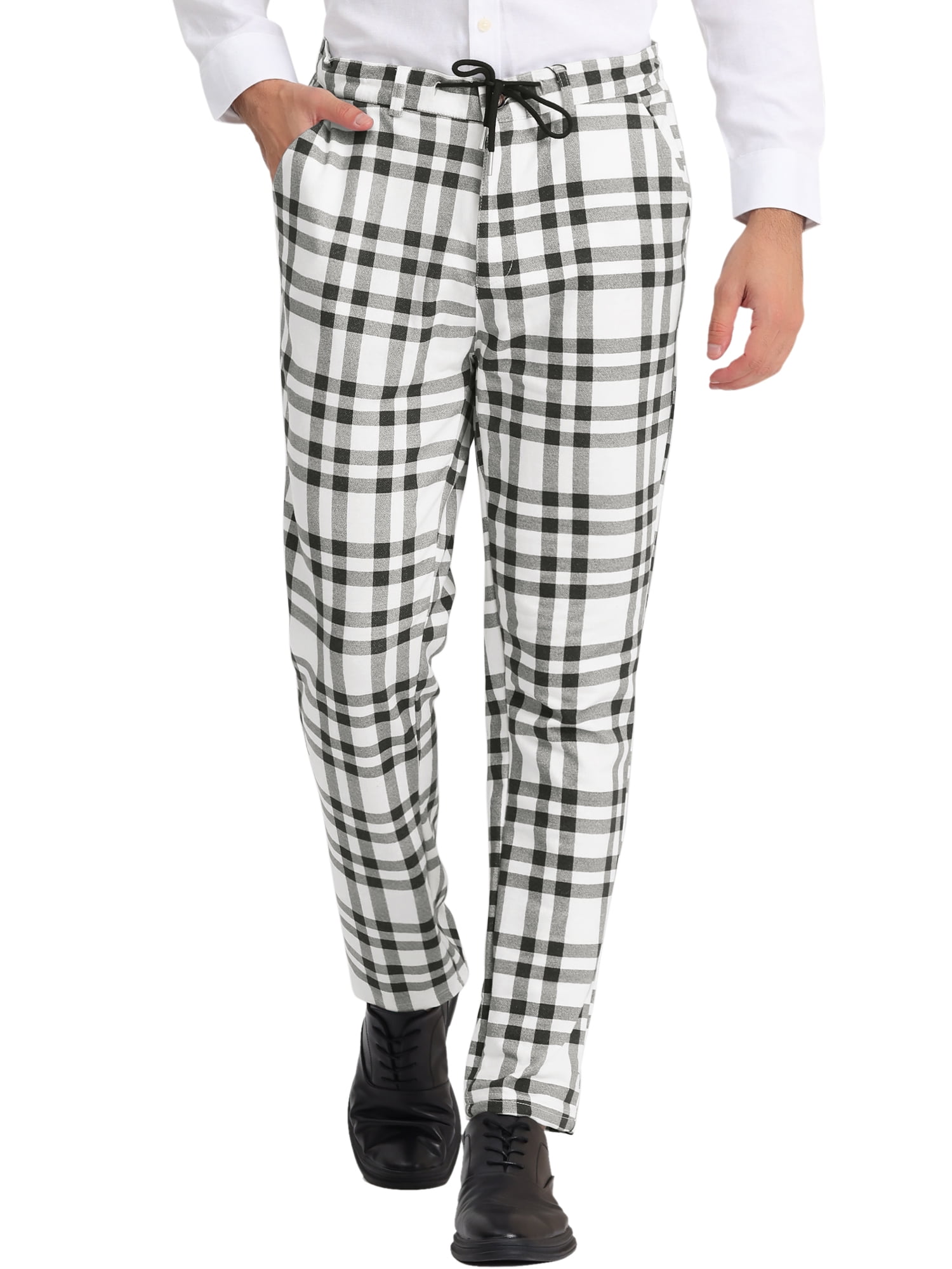 Lars Amadeus Men's Plaid Pants Casual Slim Fit Flat Front Check Dress ...