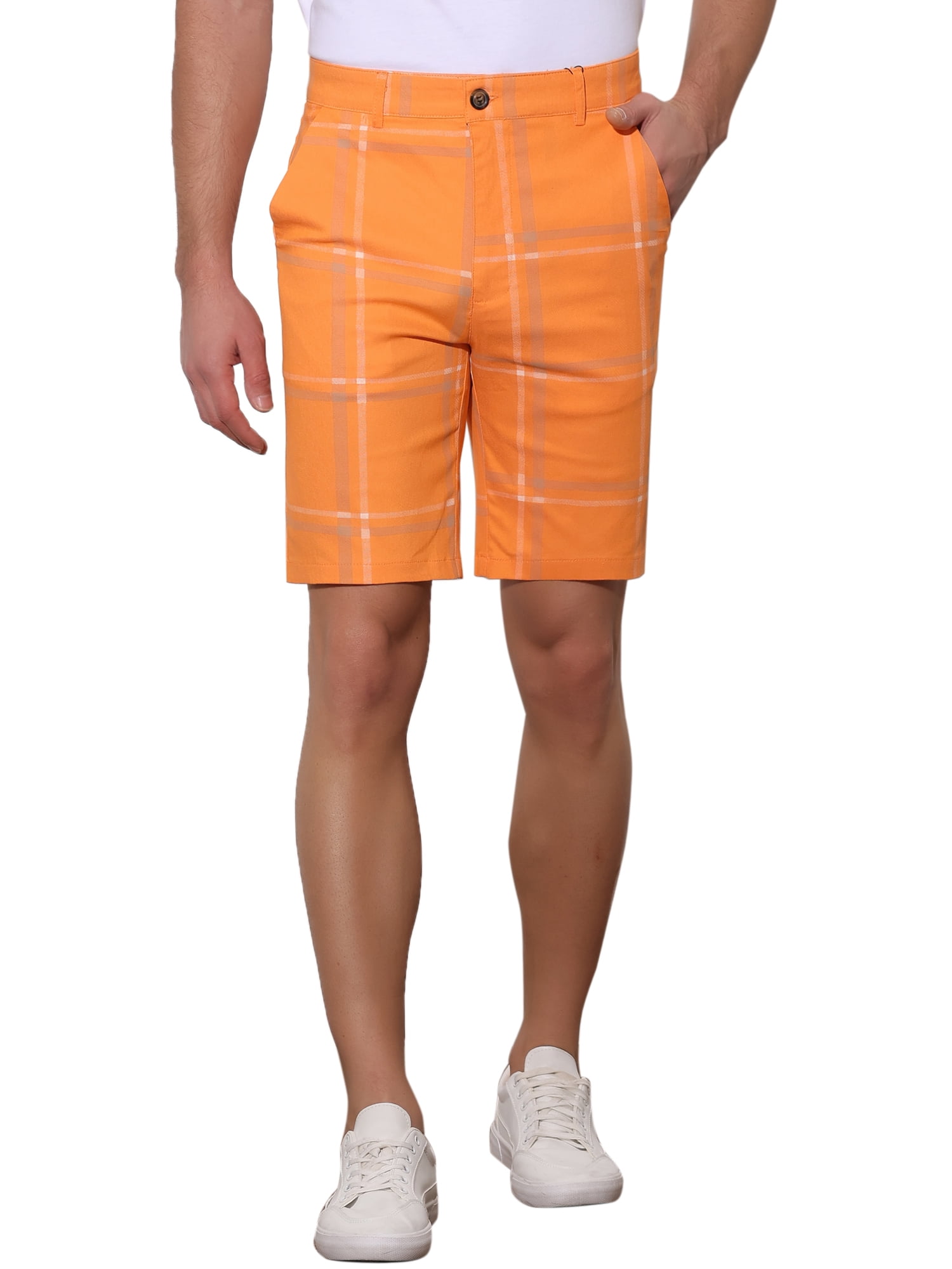 INSPIRE CHIC Men's Plaid Shorts Checked Regular Fit Flat Front Dress ...