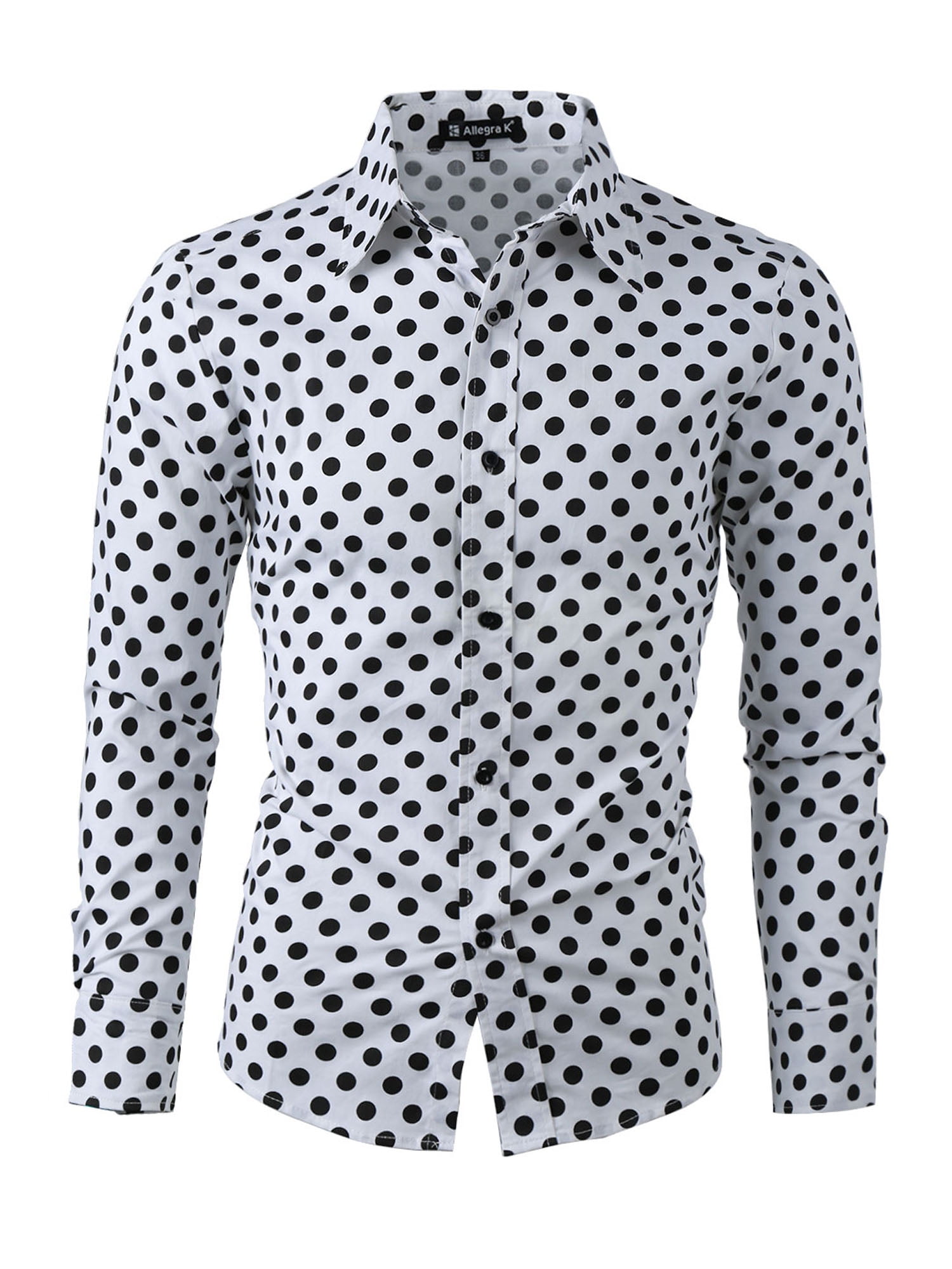INSPIRE CHIC Men's Polka Dots Printed Long Sleeve Button Down Slim Dress Shirt - Walmart.com