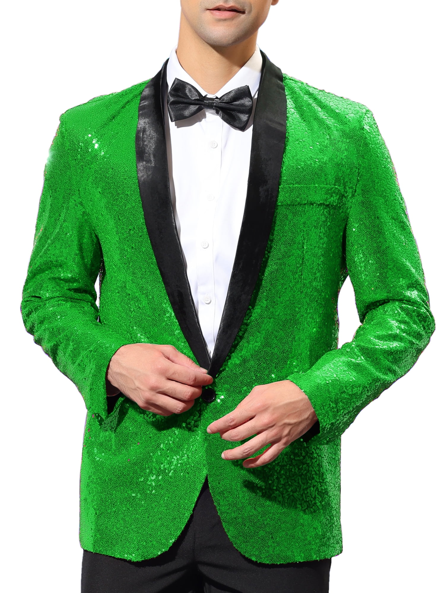 INSPIRE CHIC Men's Sequin Sport Coats Shawl Lapel Button Wedding Shiny Blazer Green S - Walmart.com