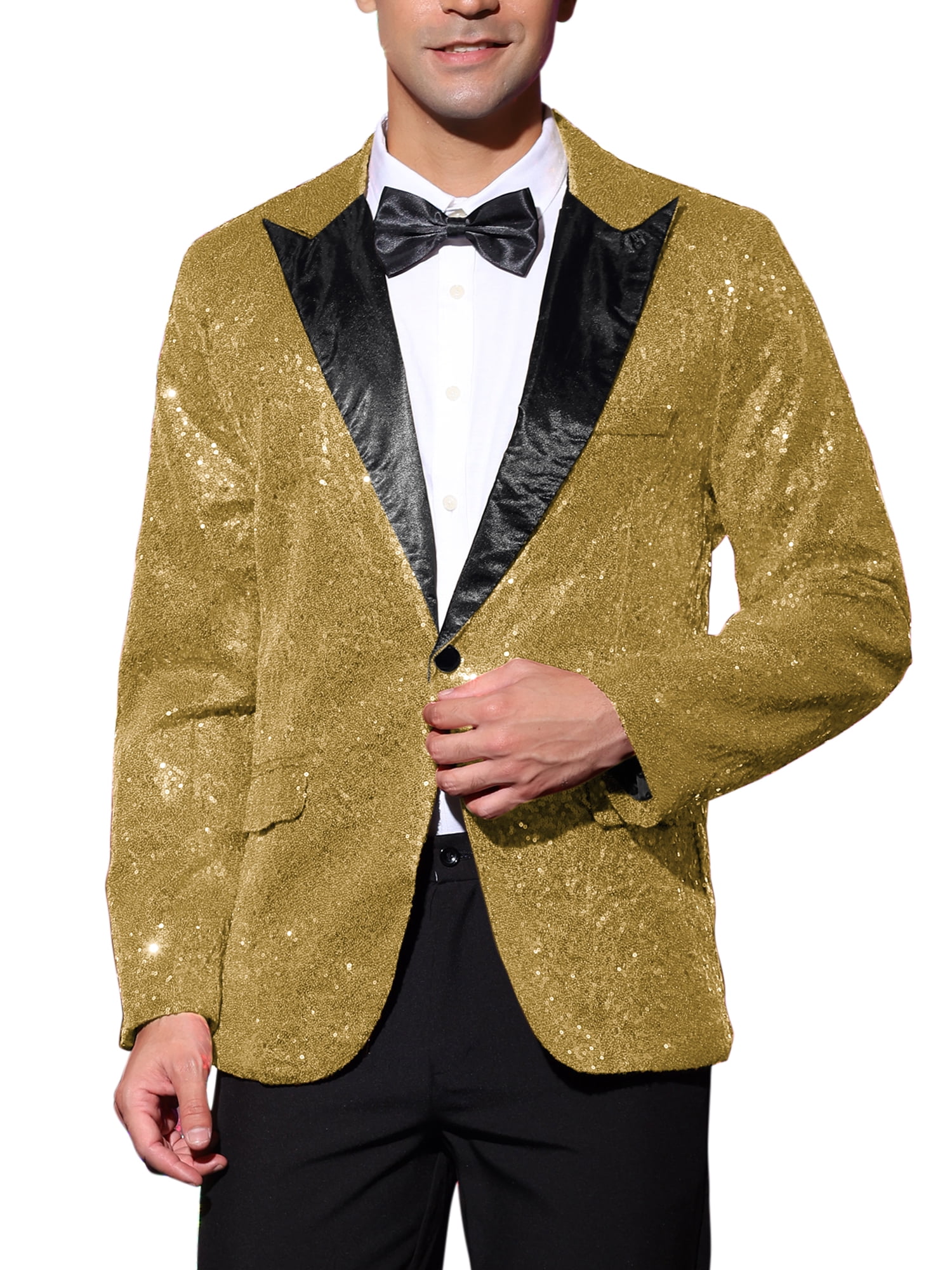 INSPIRE CHIC Men's Sequin Suit Jacket Sparkly Party Show Glitter Sports ...