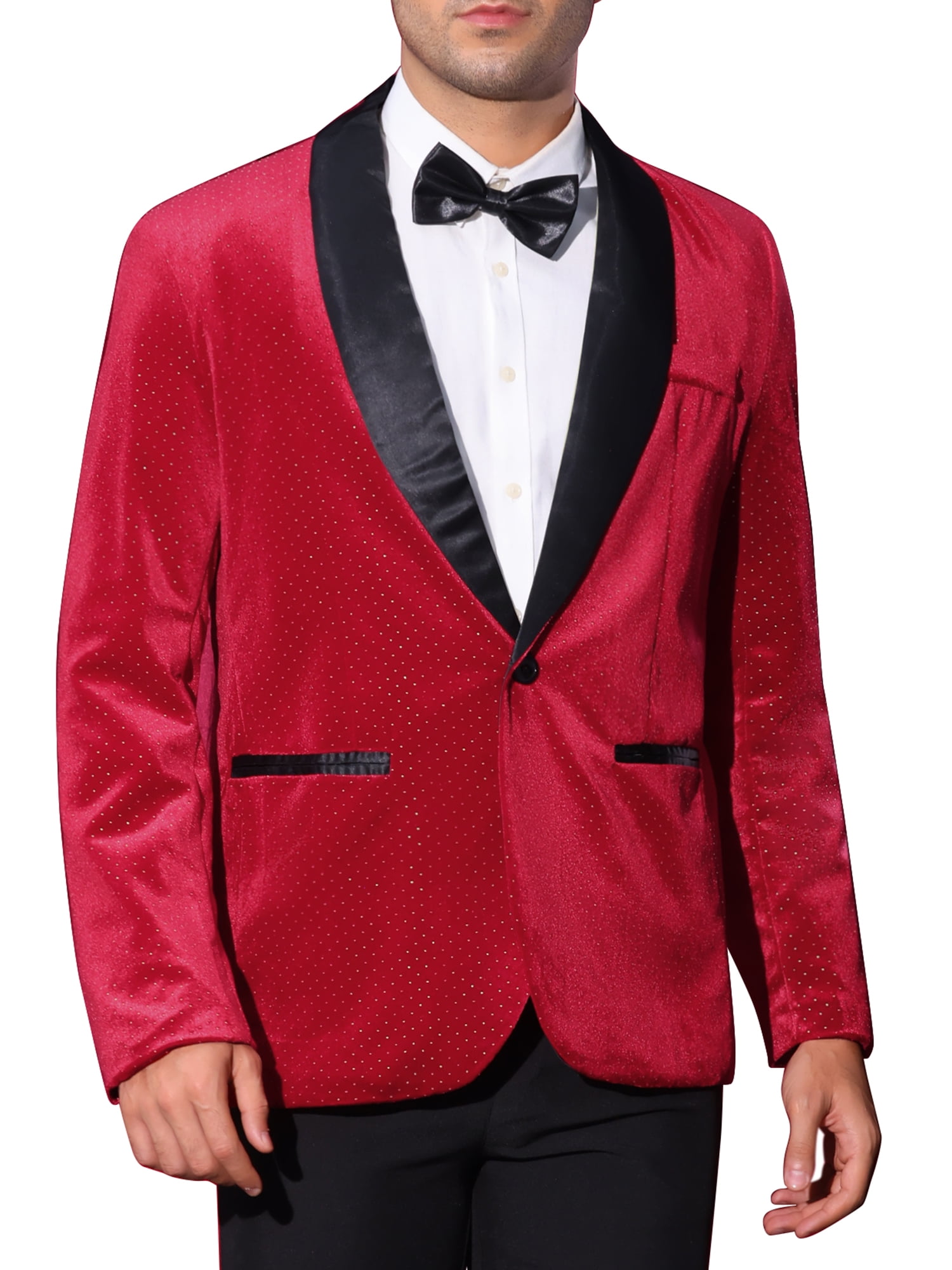 INSPIRE CHIC Men's Blazers Glitter Rhinestone Shawl Lapel Collar Party ...