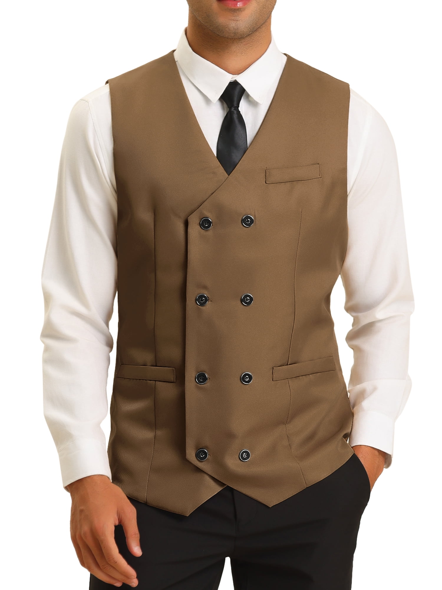 INSPIRE CHIC Men's Suit Vest Double Breasted Slim Fit Formal Wedding ...
