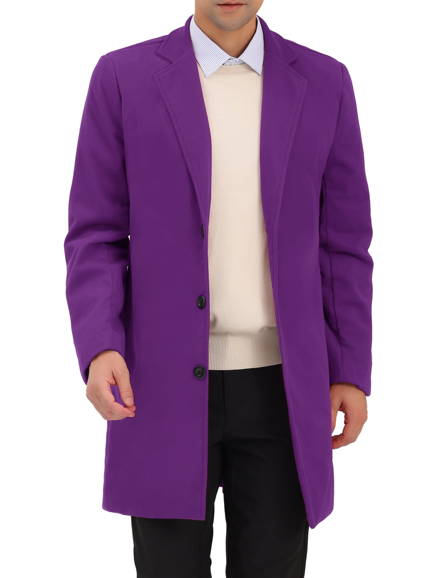 INSPIRE CHIC Men's Coats Solid Color Notched Collar Single Breasted ...