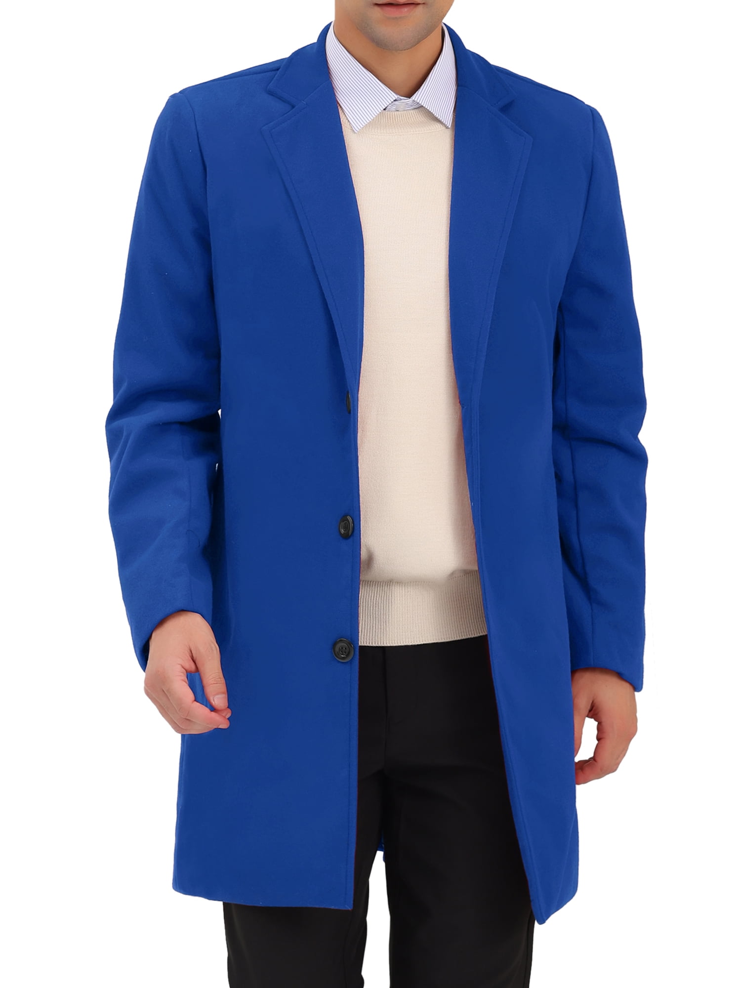 Lars Amadeus Men's Trench Coat Notch Lapel Single Breasted Classic Long ...