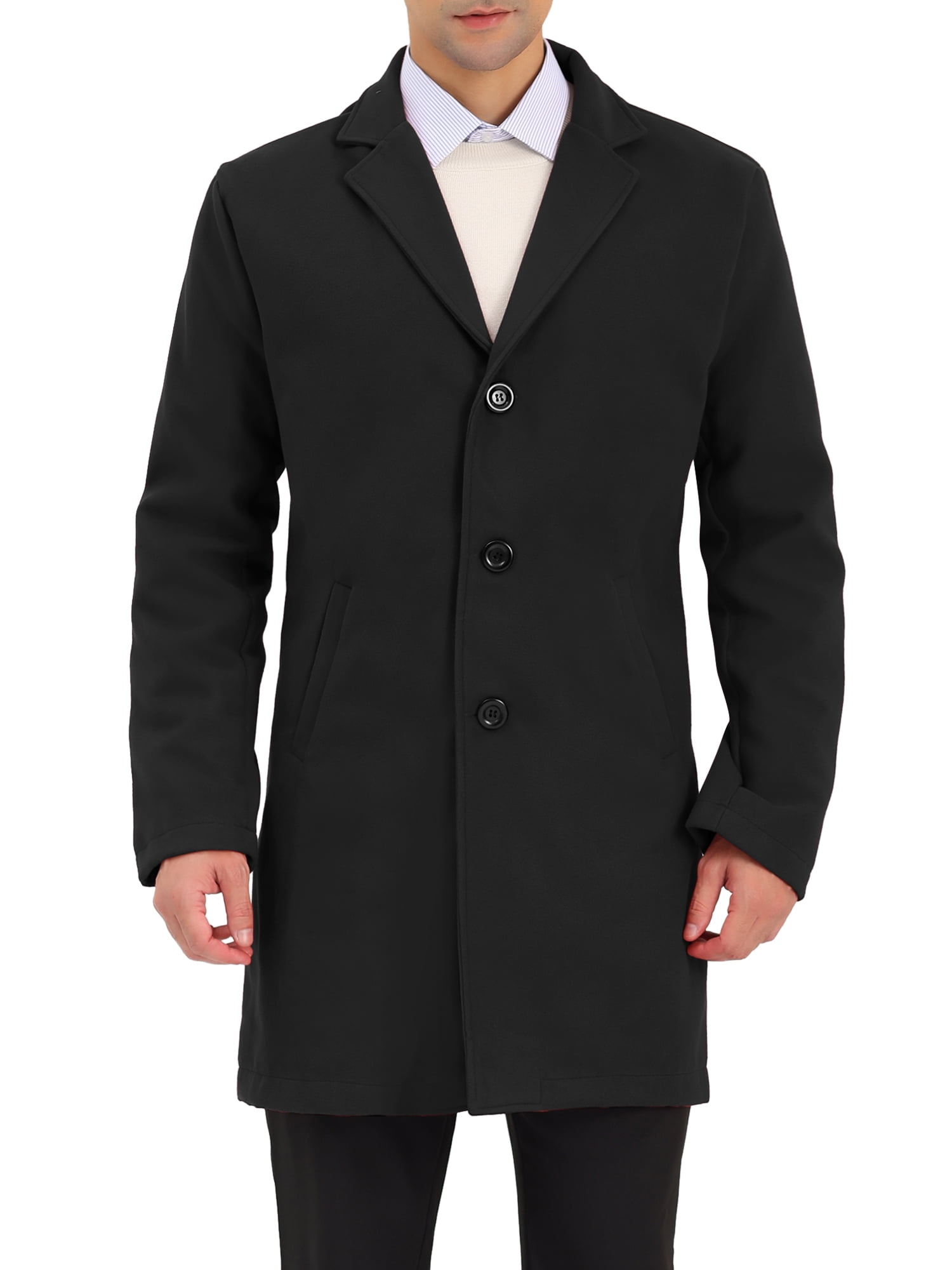 Lars Amadeus Men's Trench Coat Slim Fit Single Breasted Warm Long ...