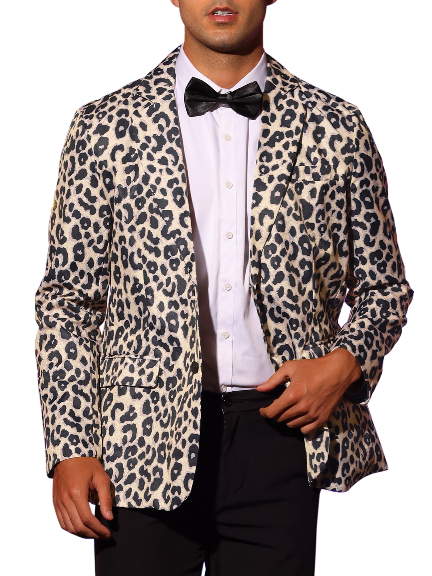 Lars Amadeus Men's Party Animal Leopard Print Blazer Notched Lapel ...