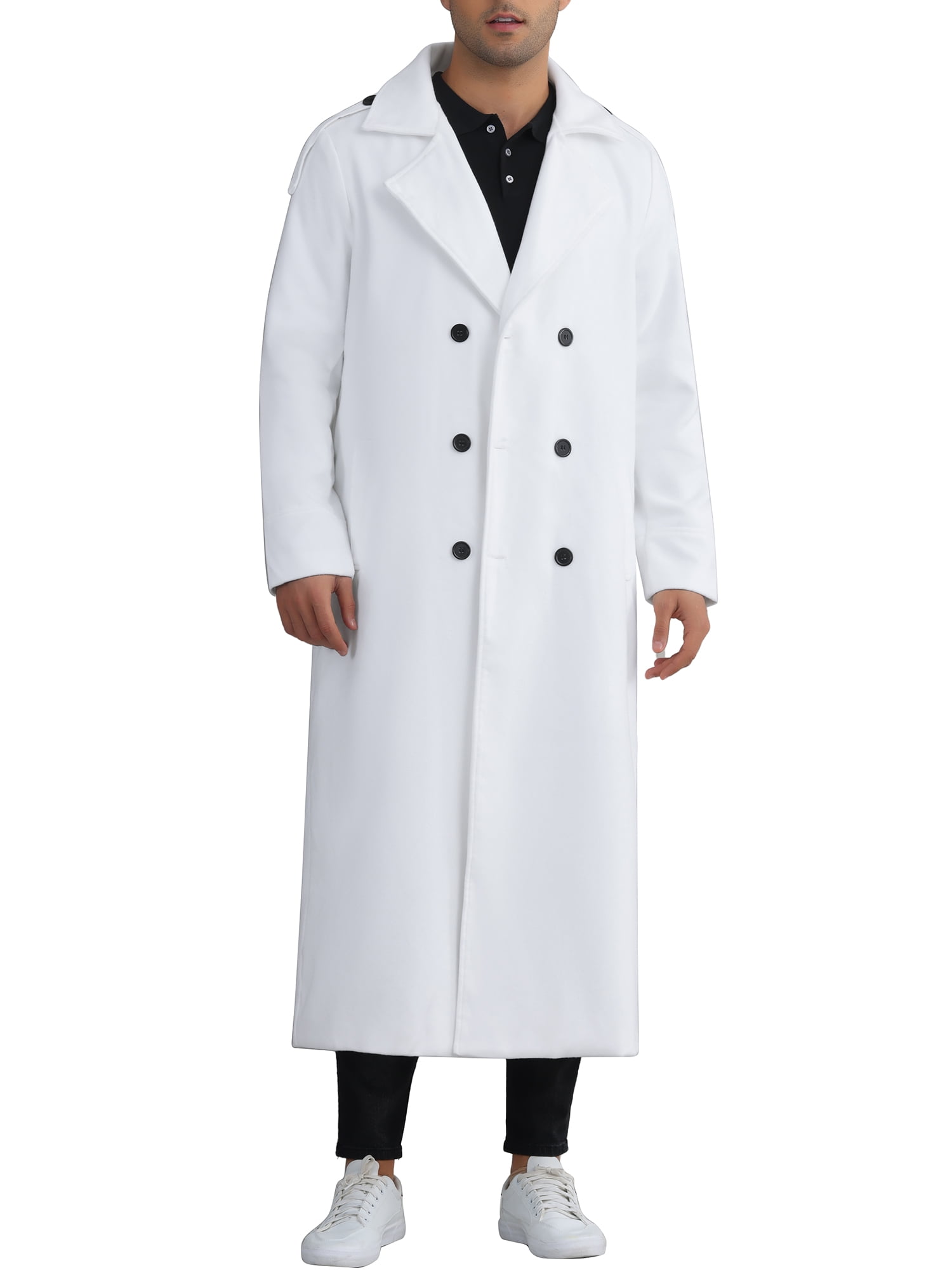 INSPIRE CHIC Men's Winter Pea Coat Notch Lapel Double Breasted Solid ...