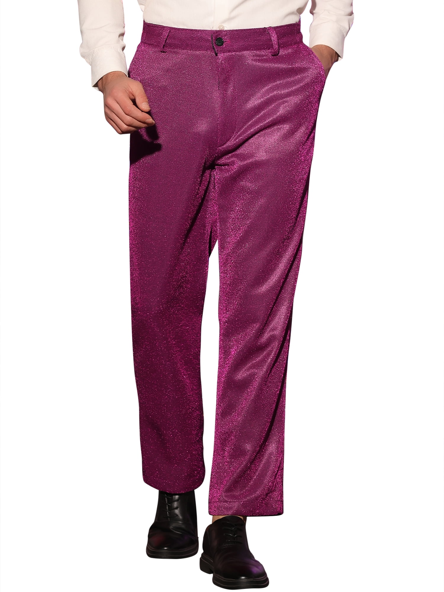 INSPIRE CHIC Men's Pants Metallic Straight Leg Party Nightclub ...
