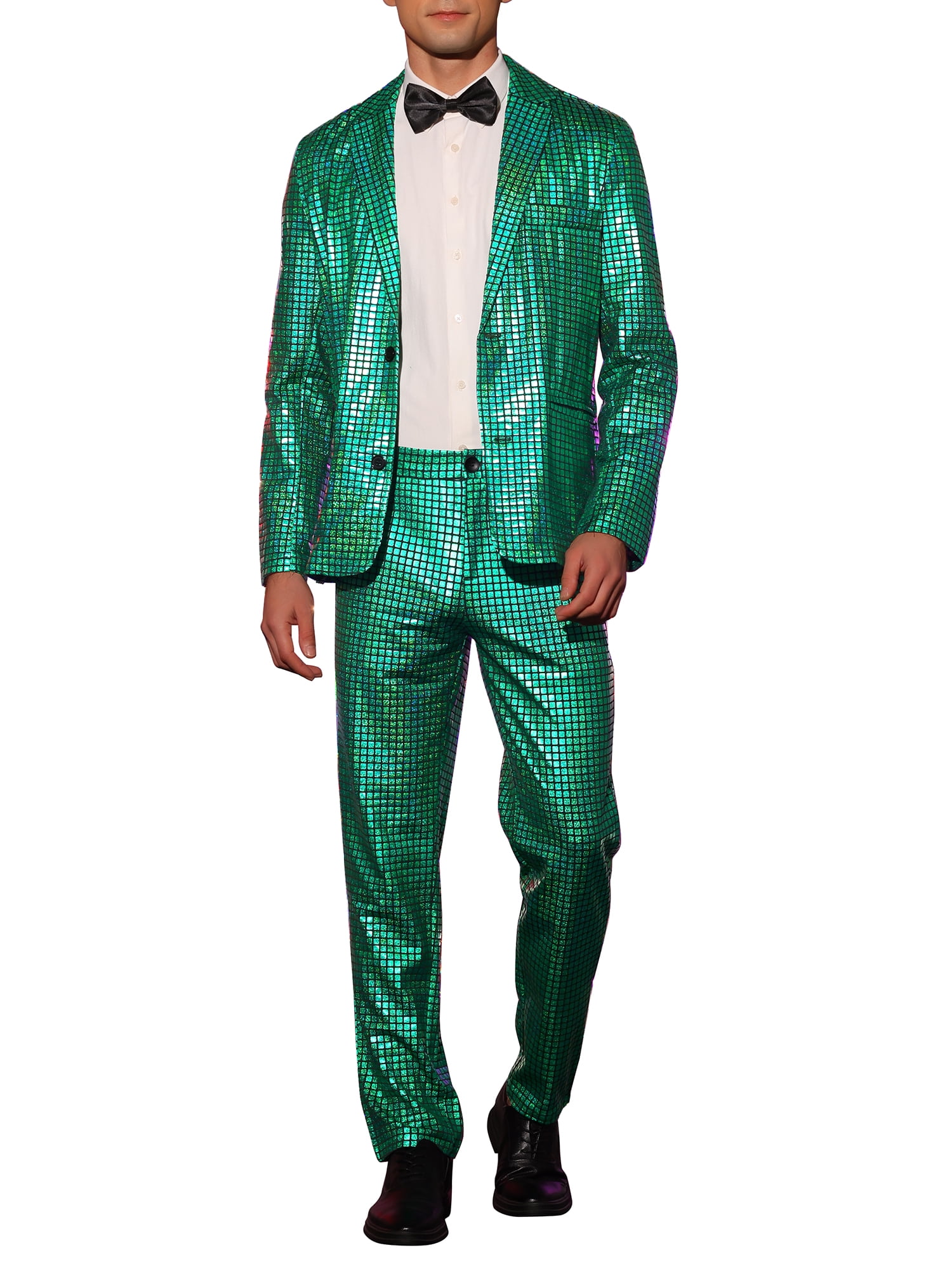 INSPIRE CHIC Metallic Suit for Men's Sequin Blazer and Dress Pants Two ...