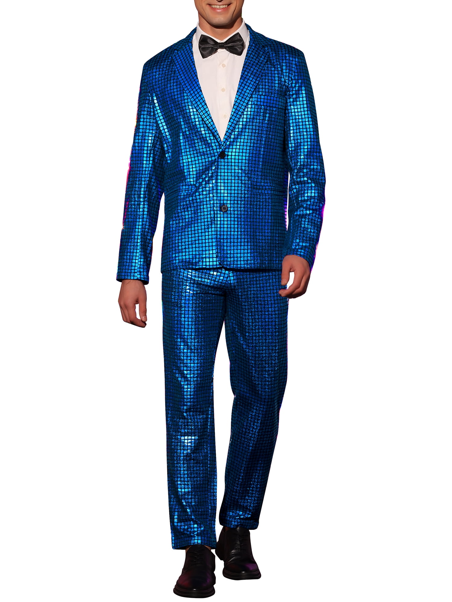 INSPIRE CHIC Metallic Suit for Men's Sequin Blazer and Dress Pants Two ...