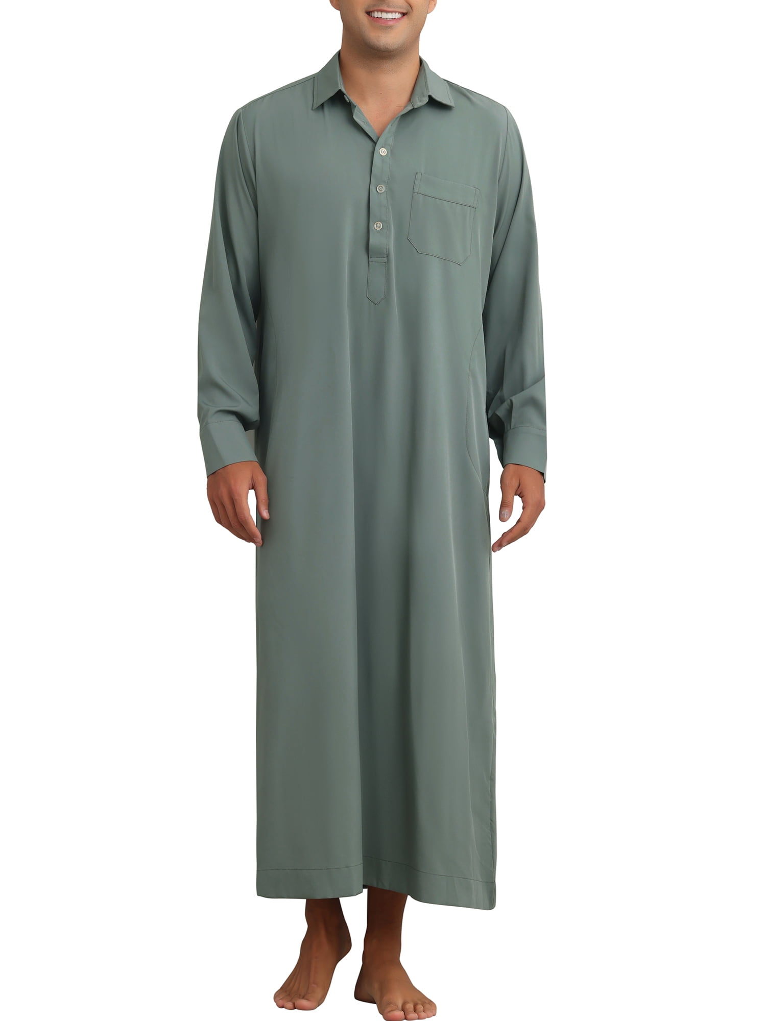 INSPIRE CHIC Nightshirt for Men's Long Sleeves Collared Neck Full ...