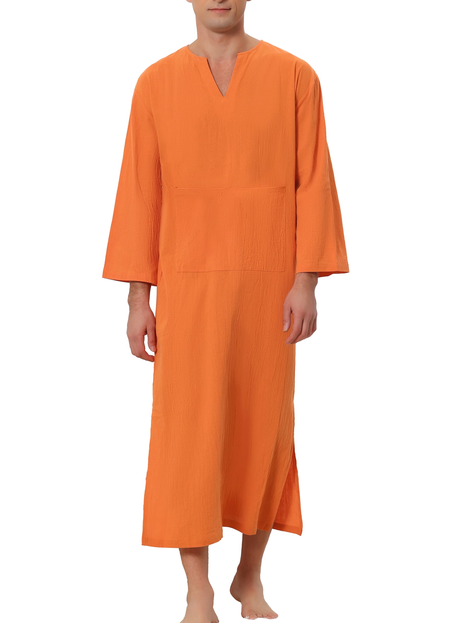 Lars Amadeus Nightshirt for Men's V-Neck Long Sleeves Pajamas ...