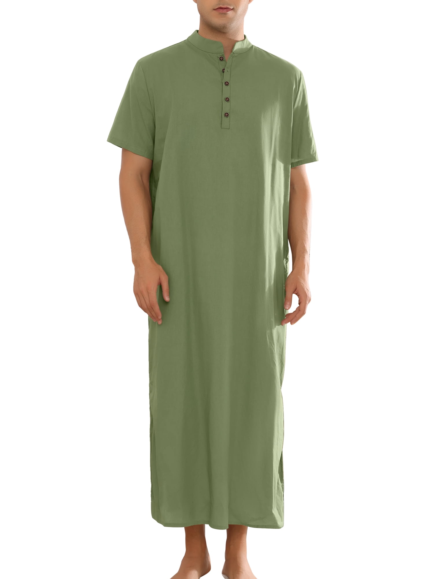 INSPIRE CHIC Nightshirts for Men's Short Sleeves Stand Collar Comfy ...