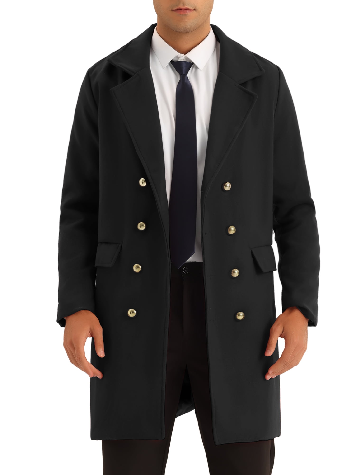 INSPIRE CHIC Overcoat for Men's Double Breasted Slim Fit Business ...