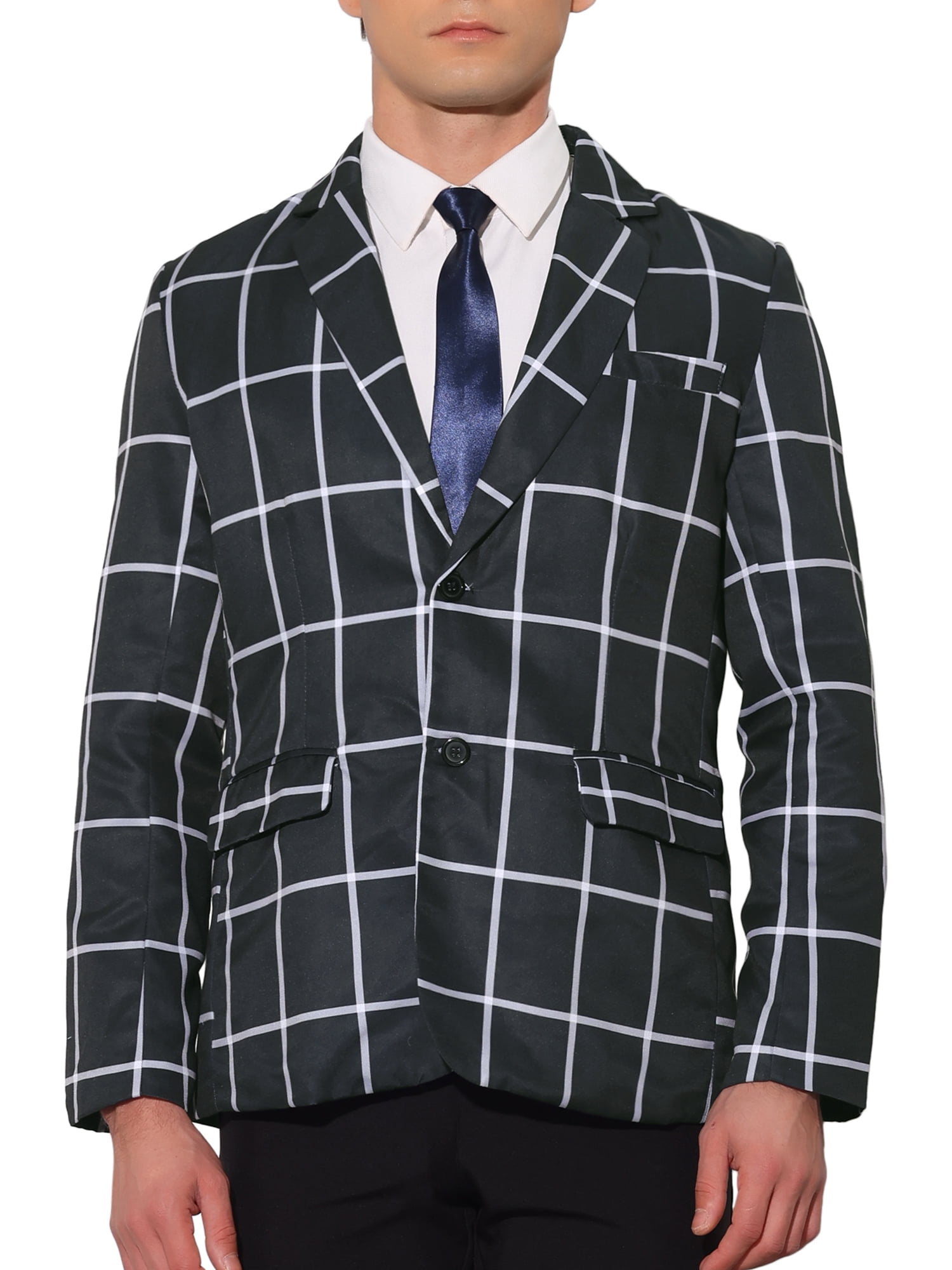INSPIRE CHIC Plaid Blazers for Men's Contrasting Color Notch Lapel Two ...
