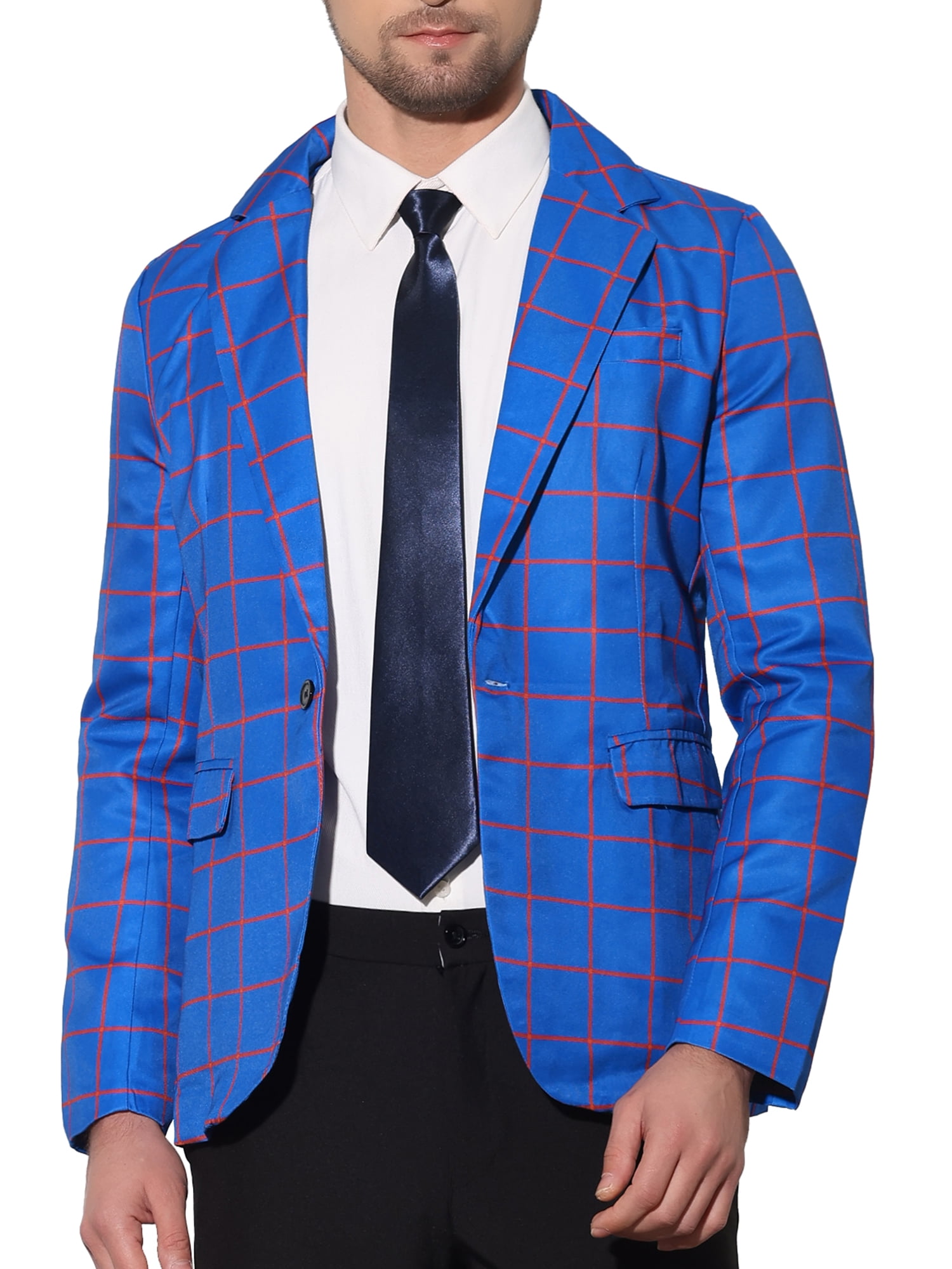 Lars Amadeus Plaid Blazers for Men's Notch Lapel Contrasting Color ...