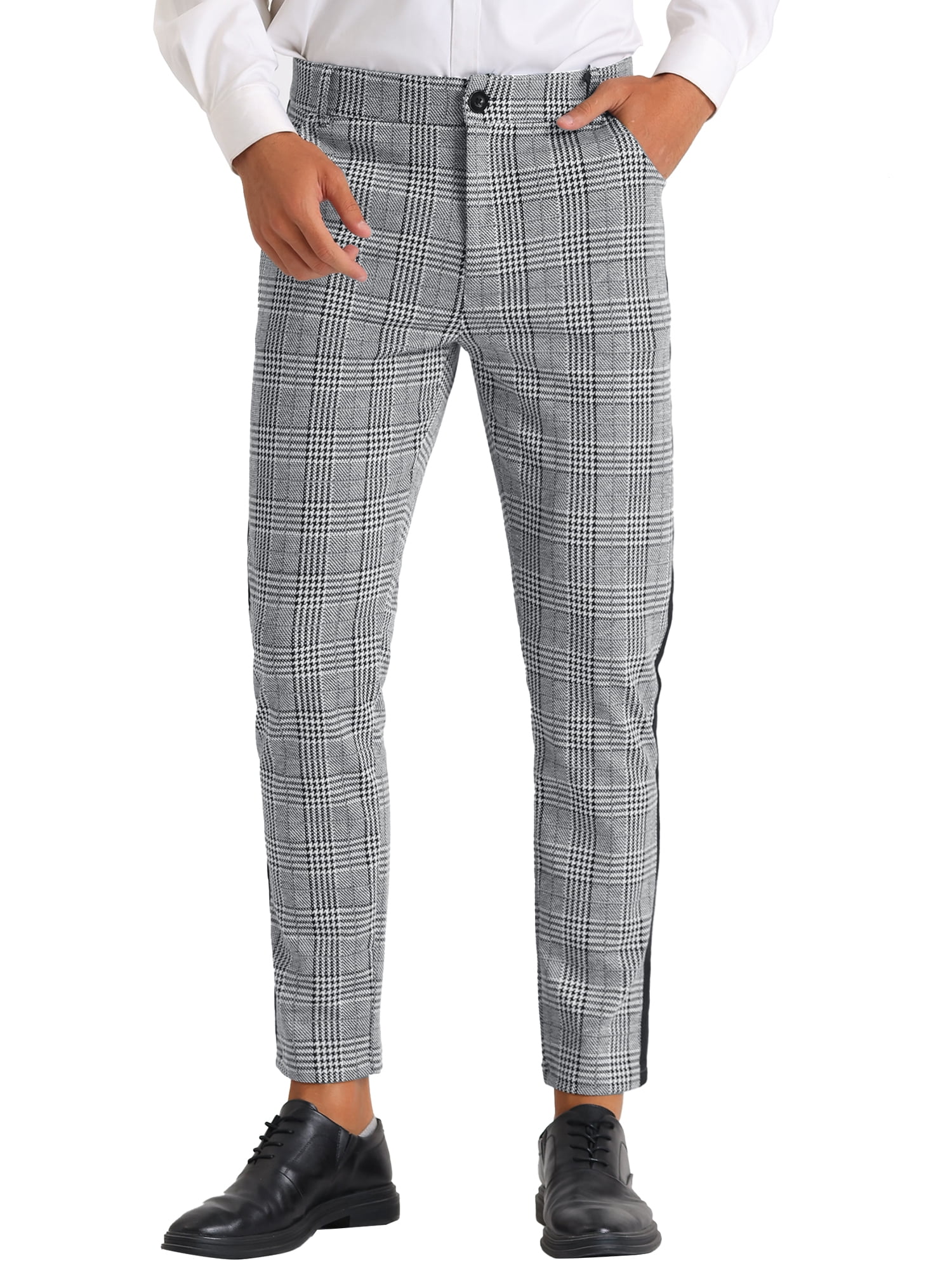 Lars Amadeus Plaid Dress Pants for Men's Contrast Color Formal Pants ...