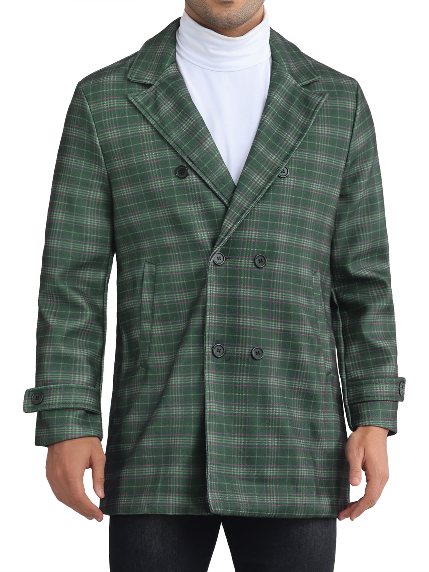 Lars Amadeus Plaid Overcoat for Men's Notch Collar Single Breasted ...
