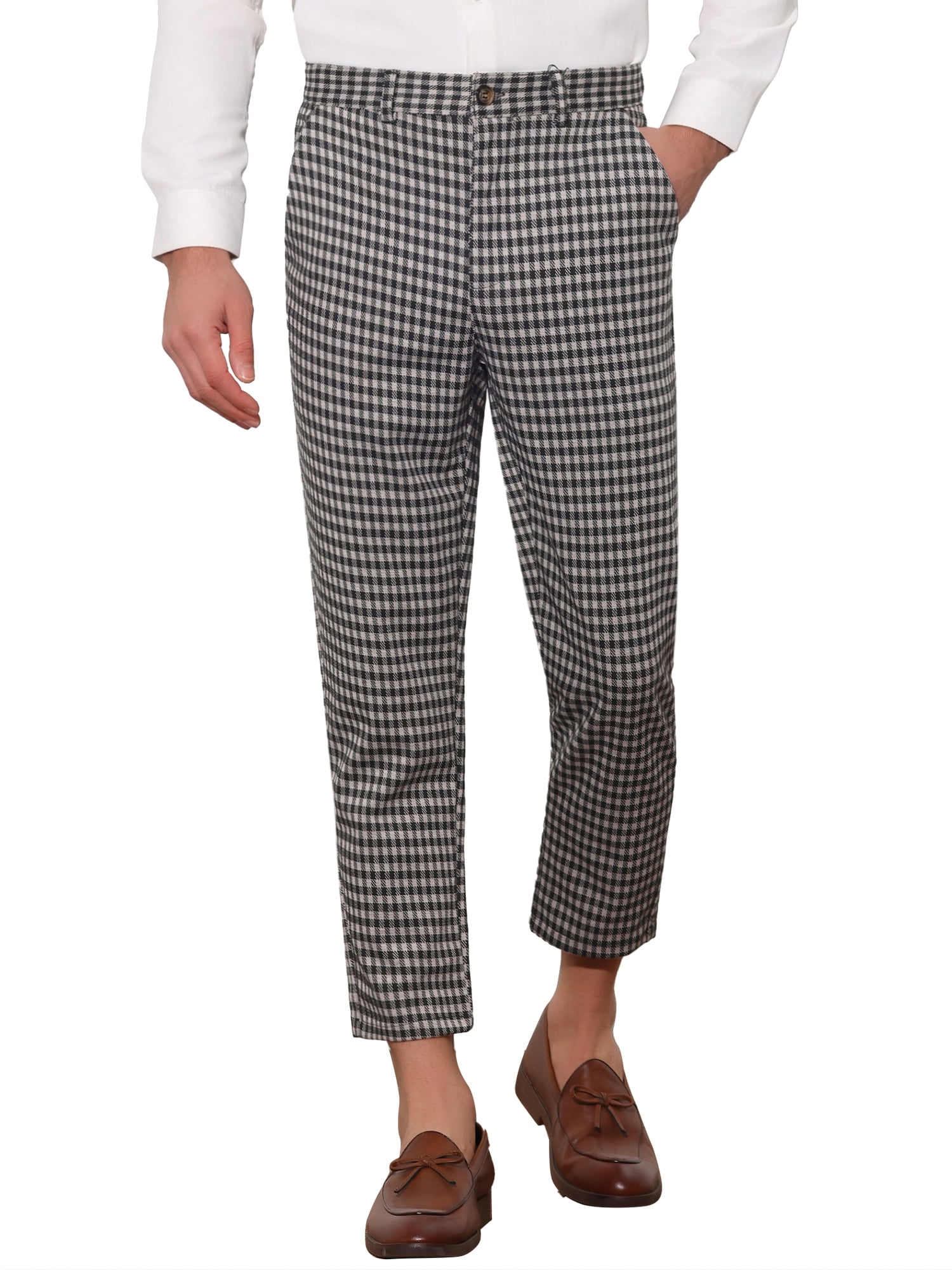 INSPIRE CHIC Plaid Pants for Men's Flat Front Contrasting Colors ...