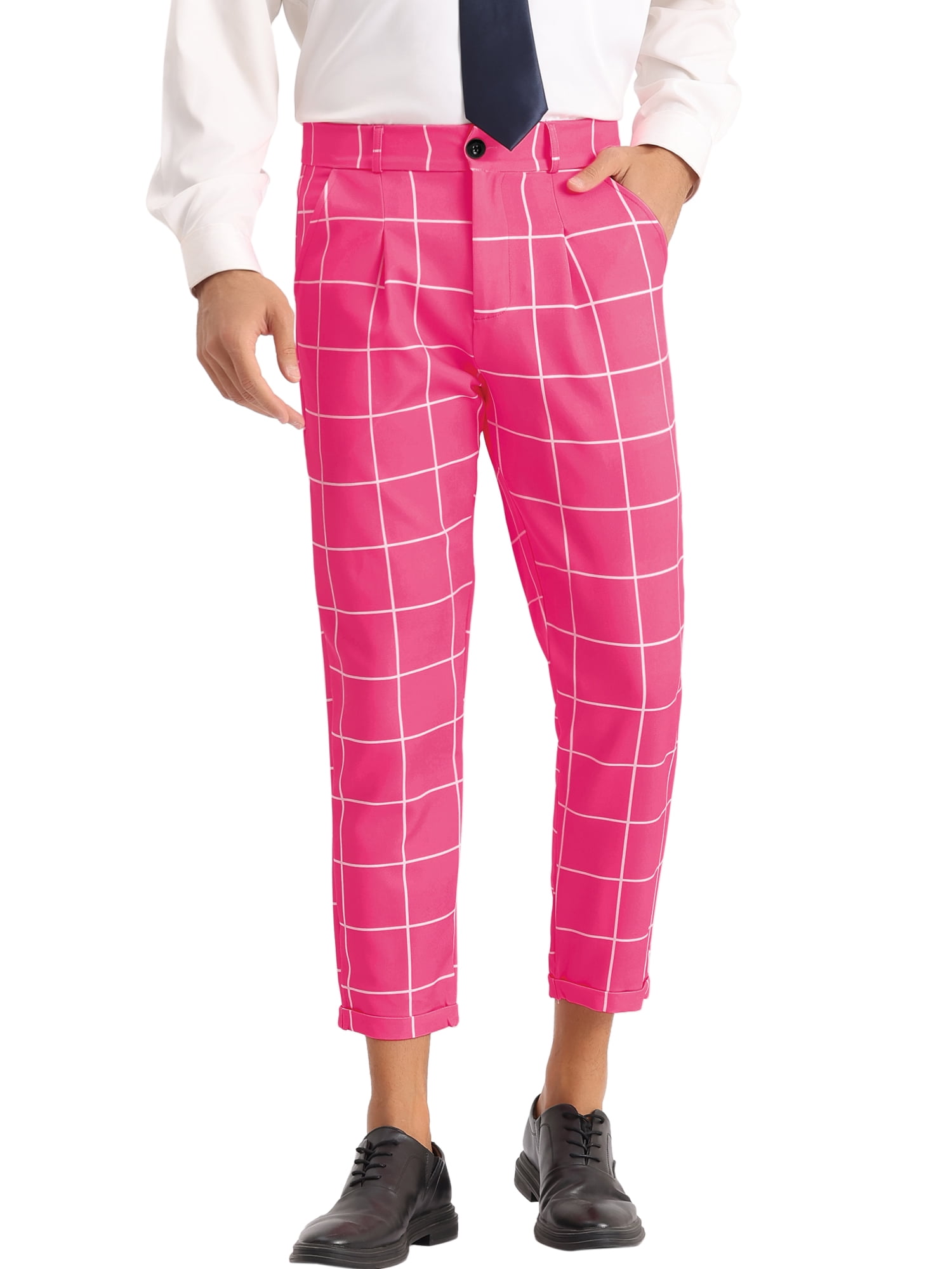 Lars Amadeus Plaid Printed Pants for Men's Pleated Front Colorful ...