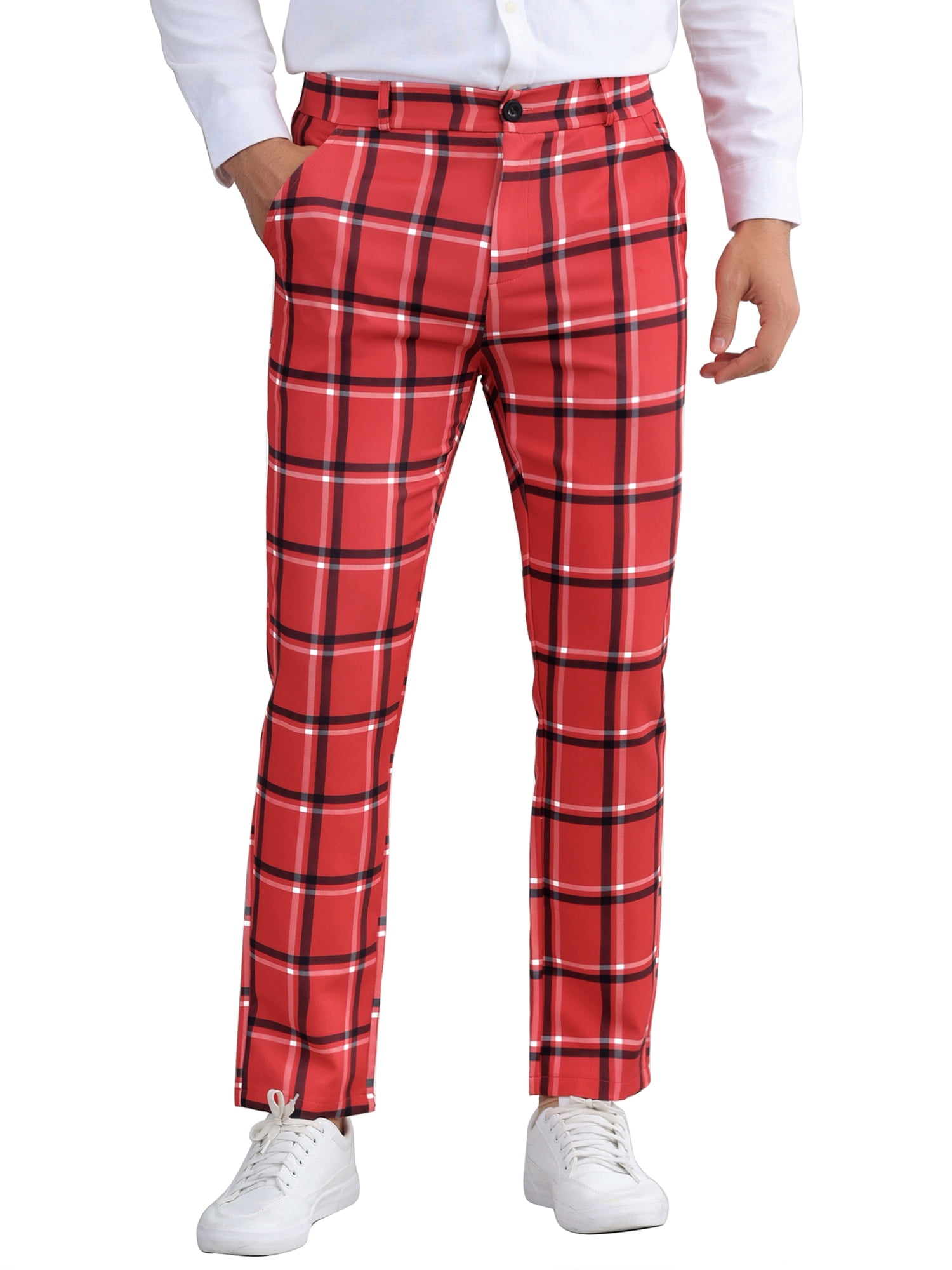 INSPIRE CHIC Plaid Printed Pants for Men's Regular Fit Flat Front ...
