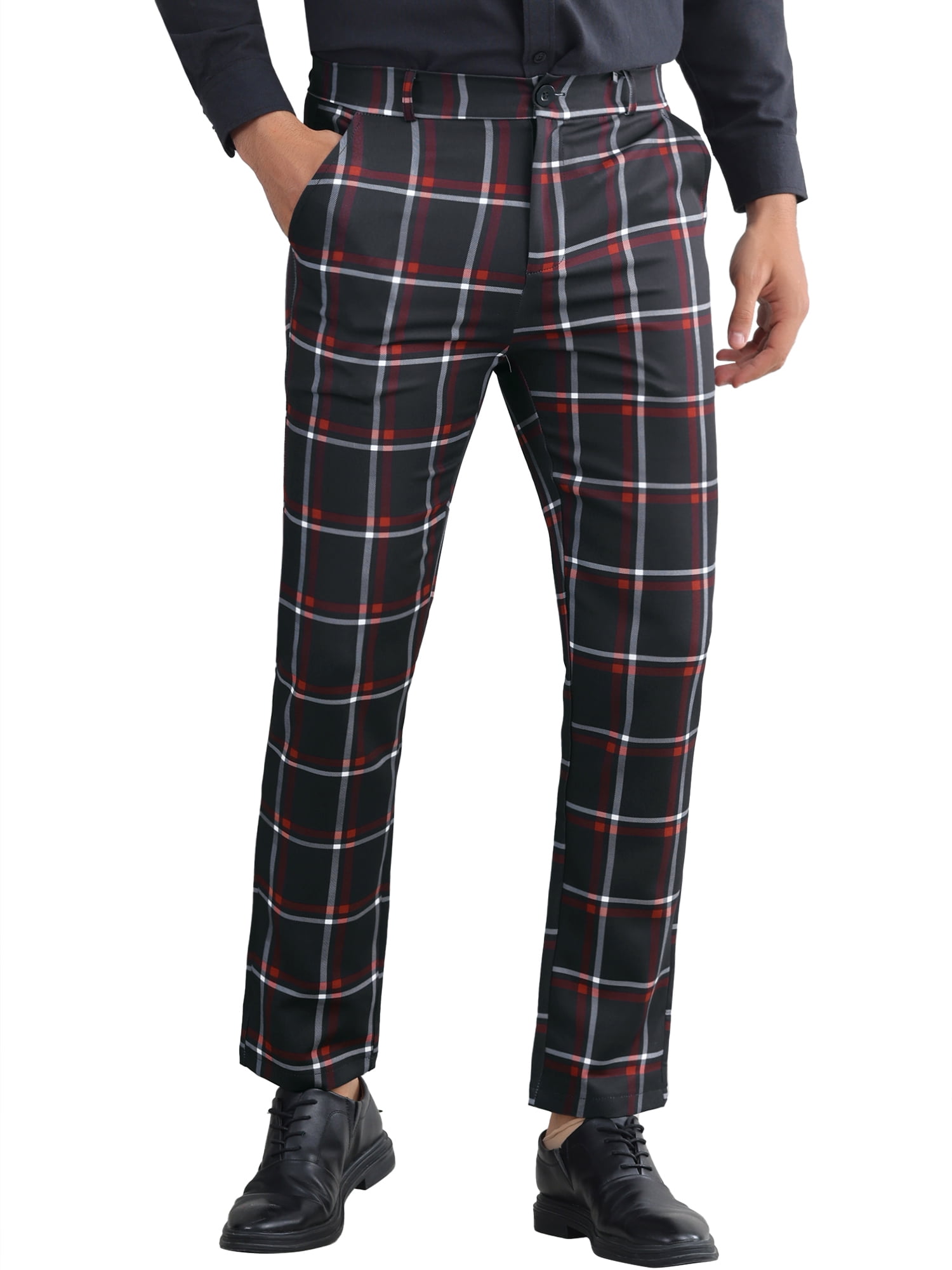 INSPIRE CHIC Plaid Printed Pants for Men's Regular Fit Flat Front ...