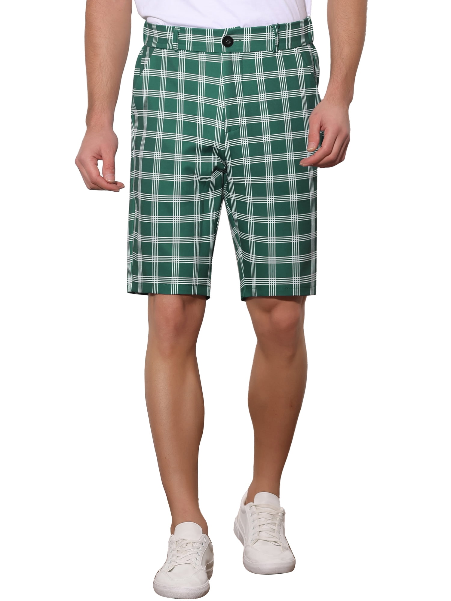 INSPIRE CHIC Men's Shorts Plaid Pattern Straight Fit Comfort Flat Front ...