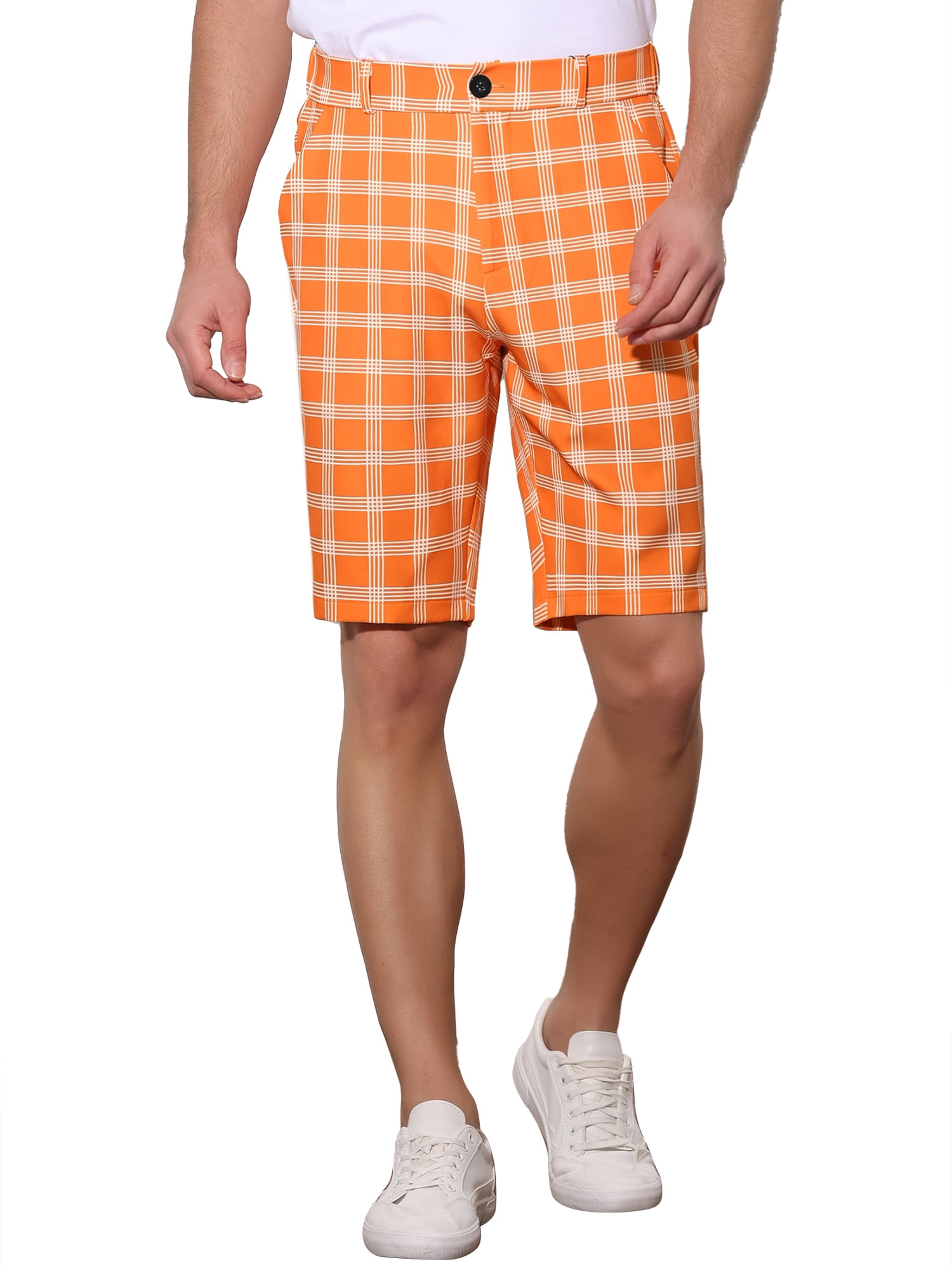 INSPIRE CHIC Men's Shorts Plaid Pattern Straight Fit Comfort Flat Front ...