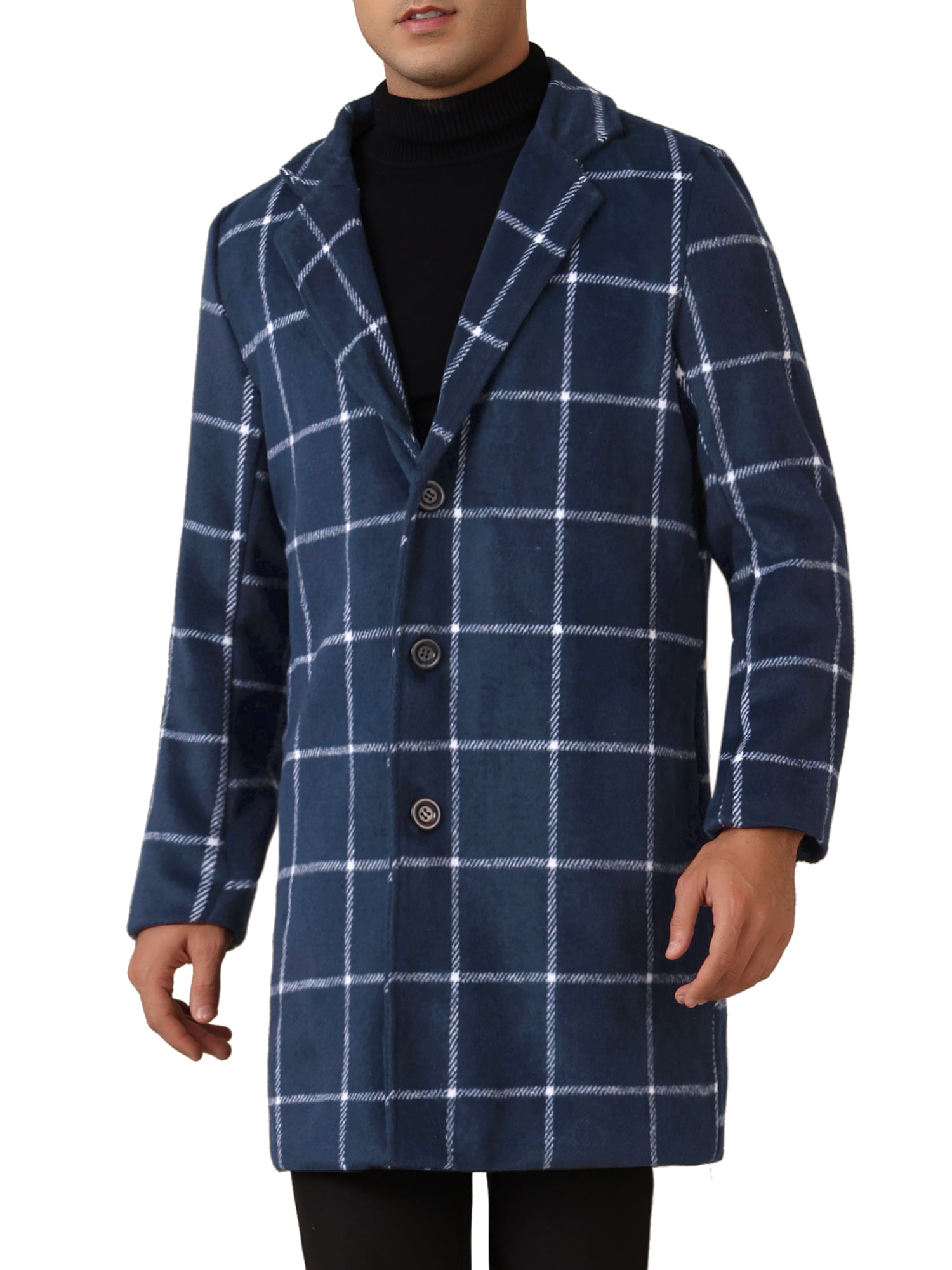 INSPIRE CHIC Plaid Trench Coat for Men's Color Block Single Breasted ...