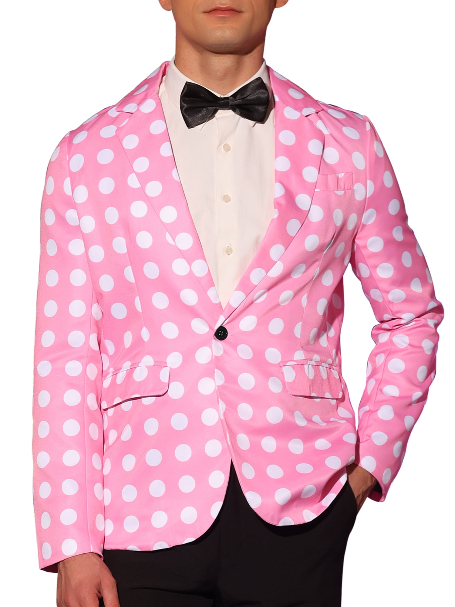 INSPIRE CHIC Polka Dots Blazers for Men's Notch Lapel One Button ...