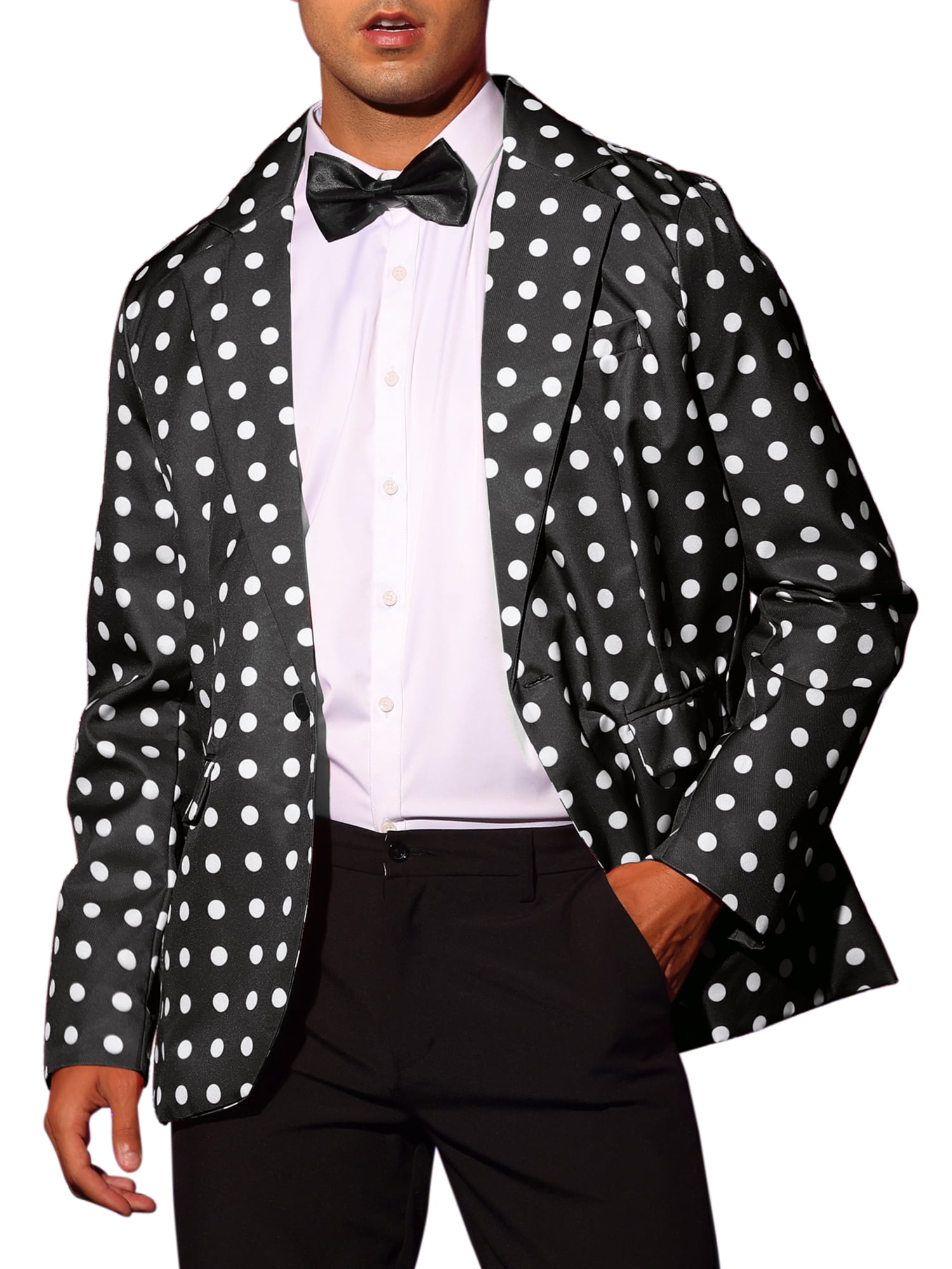 INSPIRE CHIC Polka Dots Blazers for Men's Slim Fit One Button Business ...