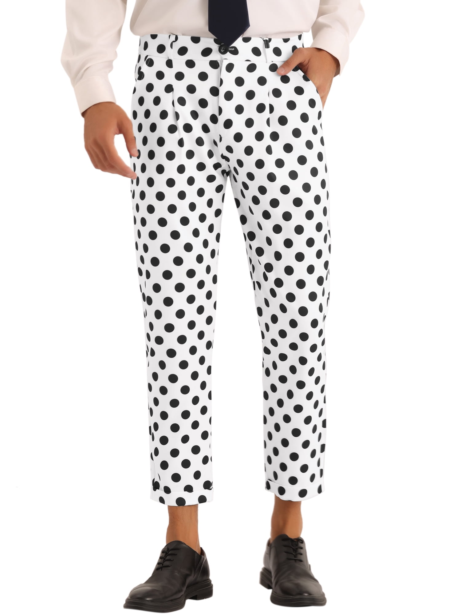 INSPIRE CHIC Polka Dots Pants for Men's Slim Fit Business Printed ...