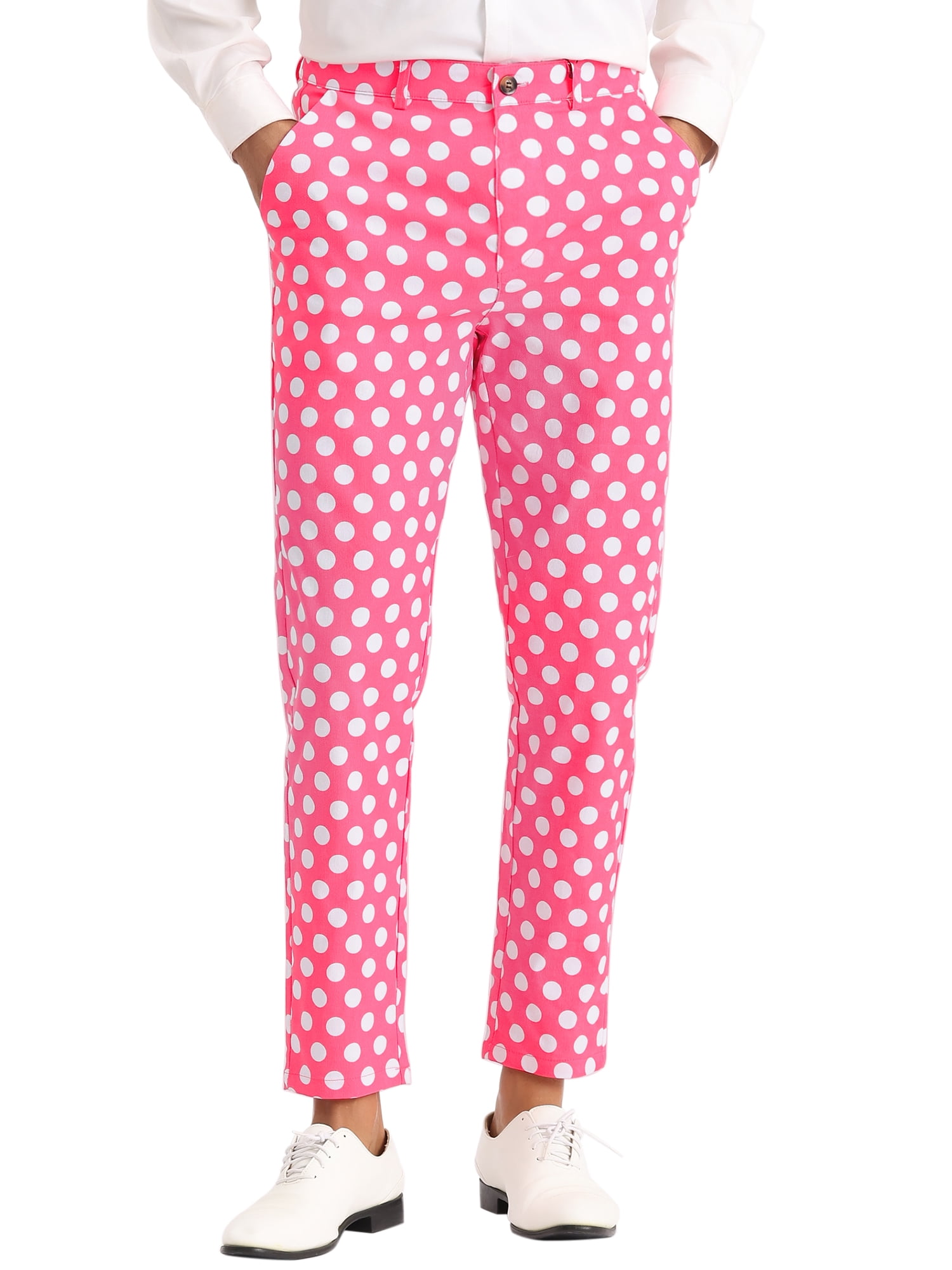 Lars Amadeus Polka Dots Pattern Pants for Men's Straight Leg Formal ...