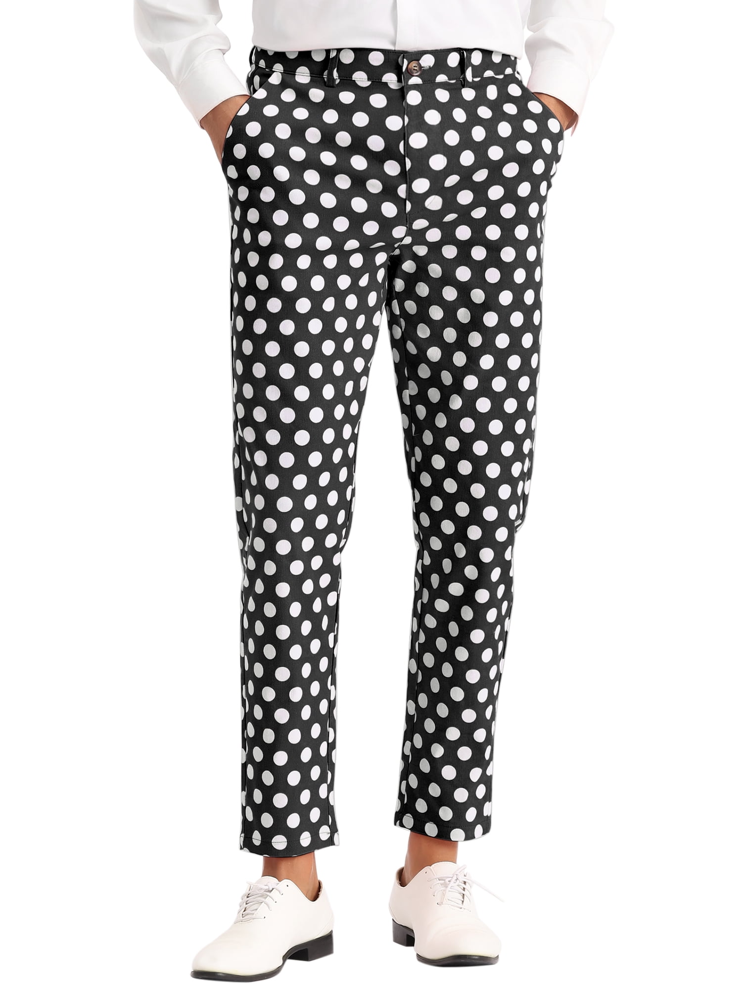 Lars Amadeus Polka Dots Pattern Pants for Men's Straight Leg Formal ...