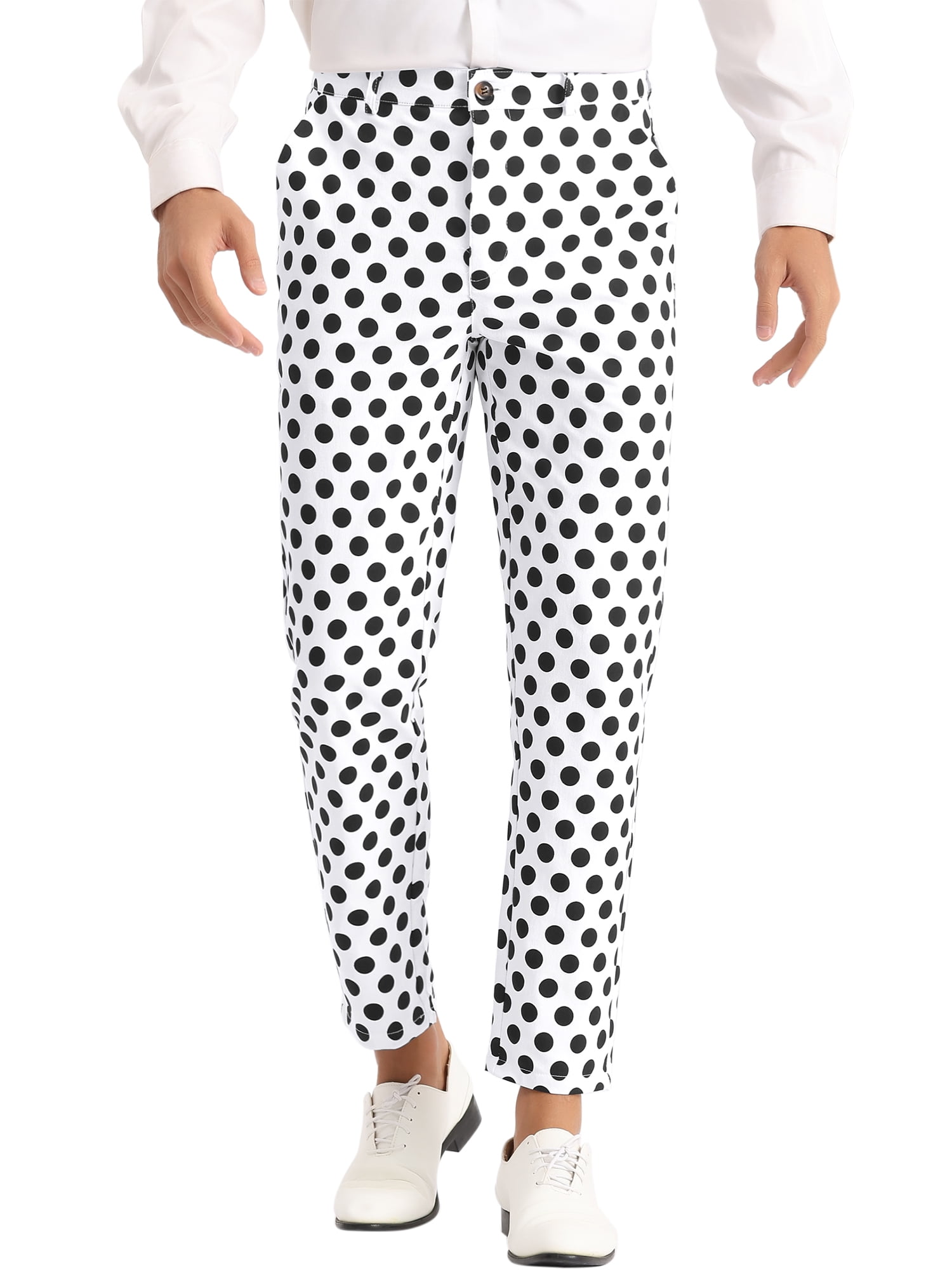 Lars Amadeus Polka Dots Pattern Pants for Men's Straight Leg Formal ...