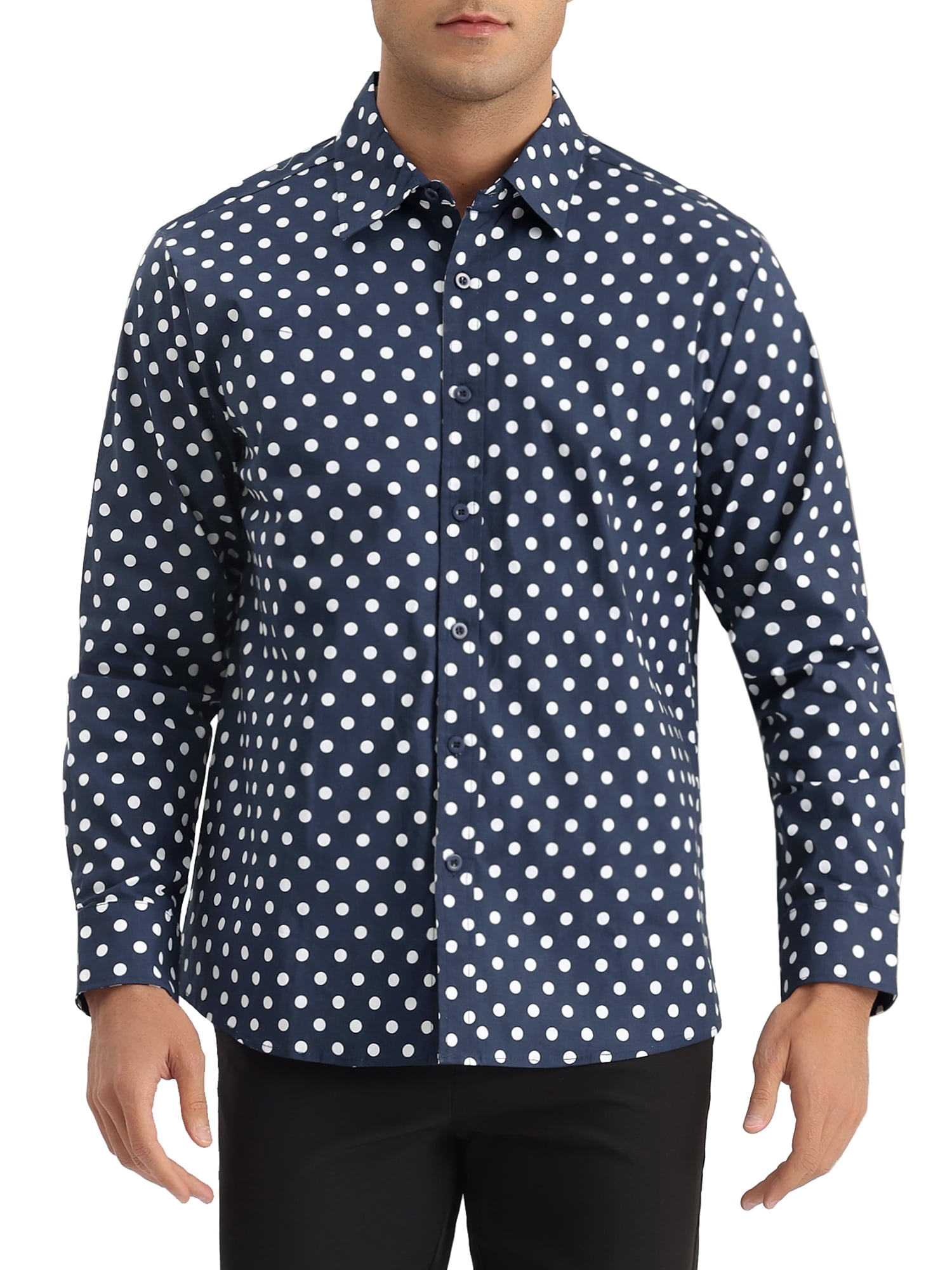 INSPIRE CHIC Polka Dots Pattern Shirt for Men's Long Sleeves Color ...