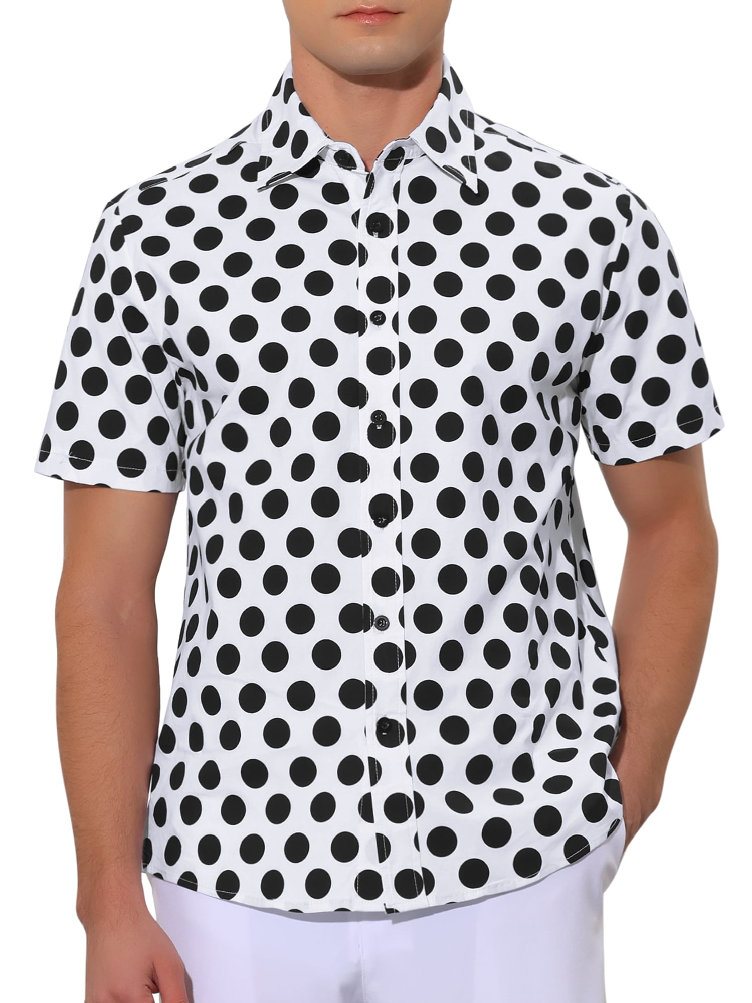 INSPIRE CHIC Polka Dots Pattern Shirt for Men's Point Collar Short ...