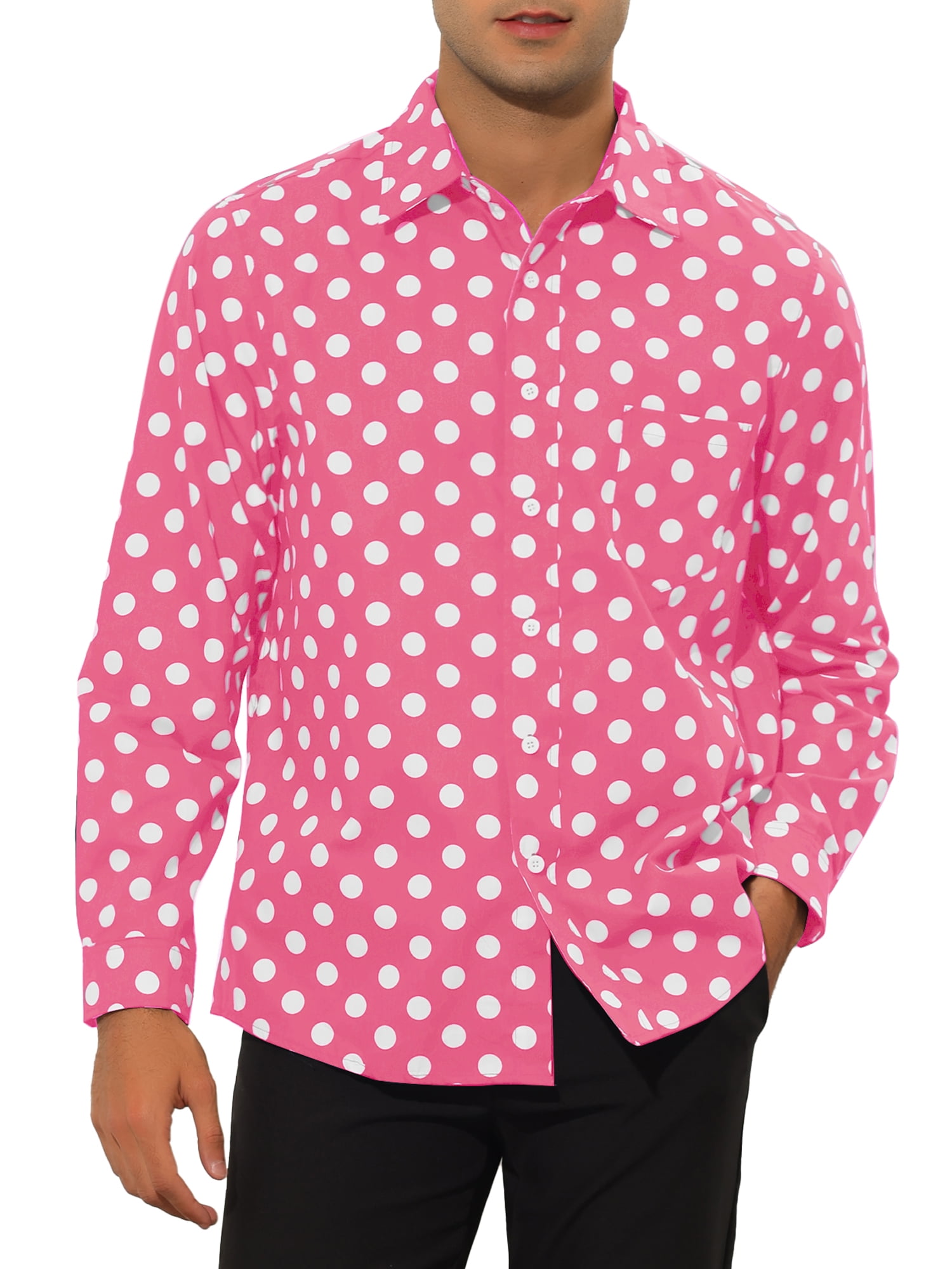 INSPIRE CHIC Polka Dots Shirt for Men's Pointed Collar Button Long ...