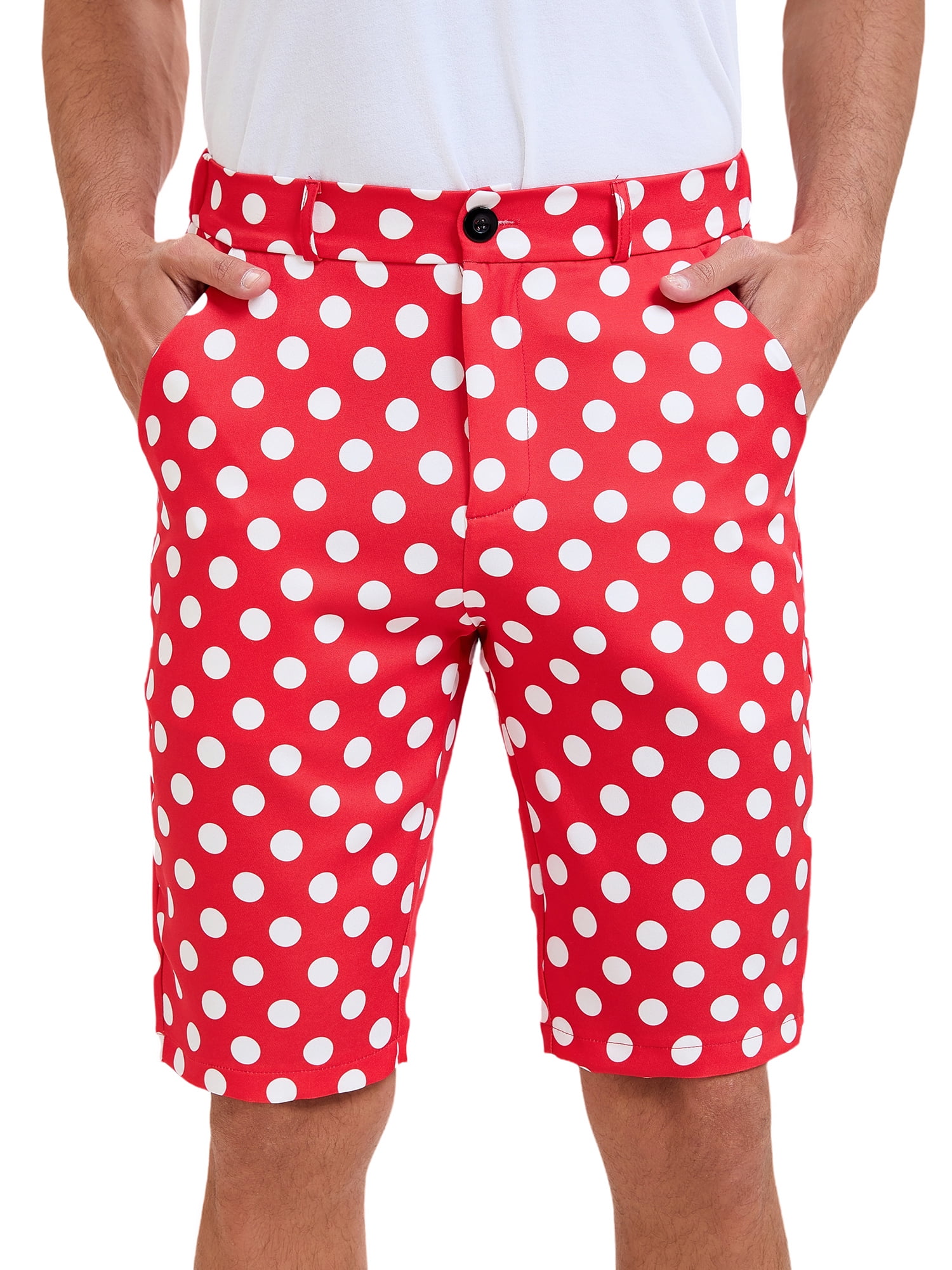 INSPIRE CHIC Men's Shorts Polka Dots Flat Front Summer Chino Golf ...