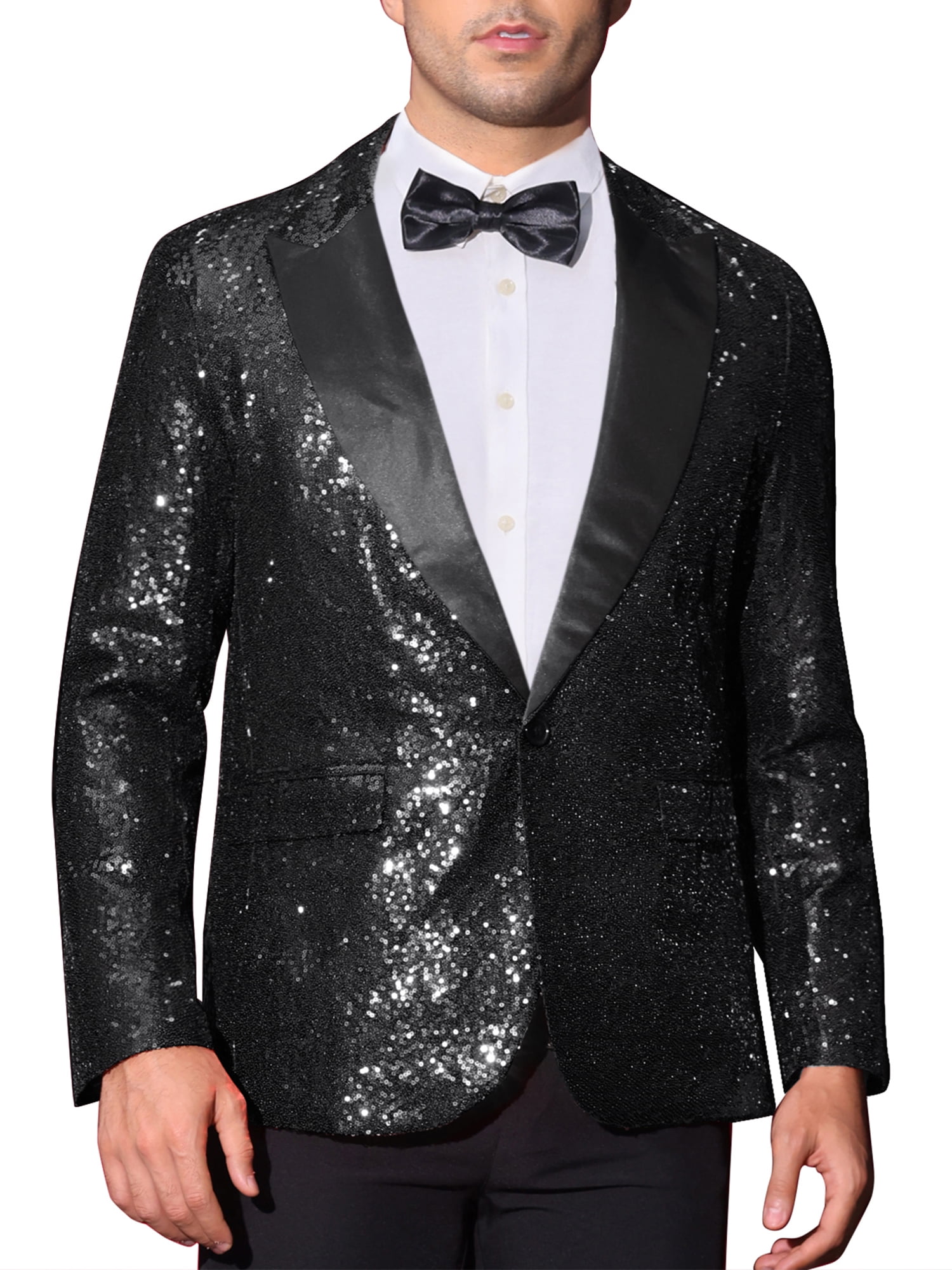 INSPIRE CHIC Sequin Blazers for Men's Peak Lapel Glitter Sport Coat ...