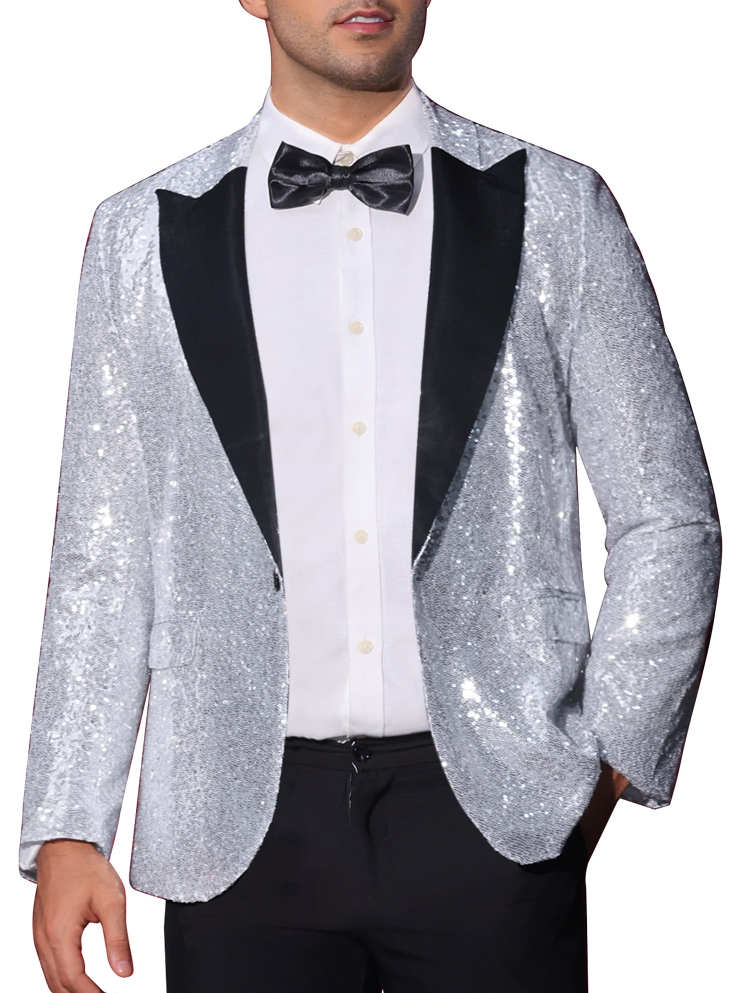 INSPIRE CHIC Sequin Blazers for Men's Peak Lapel Glitter Sport Coat ...