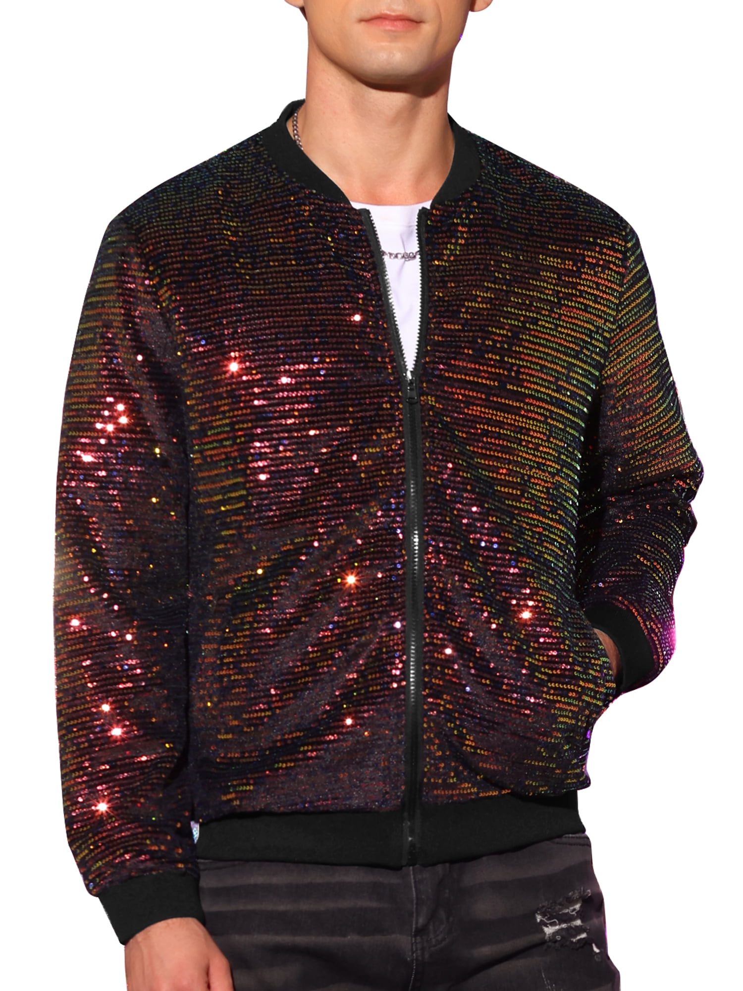 INSPIRE CHIC Sequin Jacket for Men's Long Sleeves Party Disco Shiny ...
