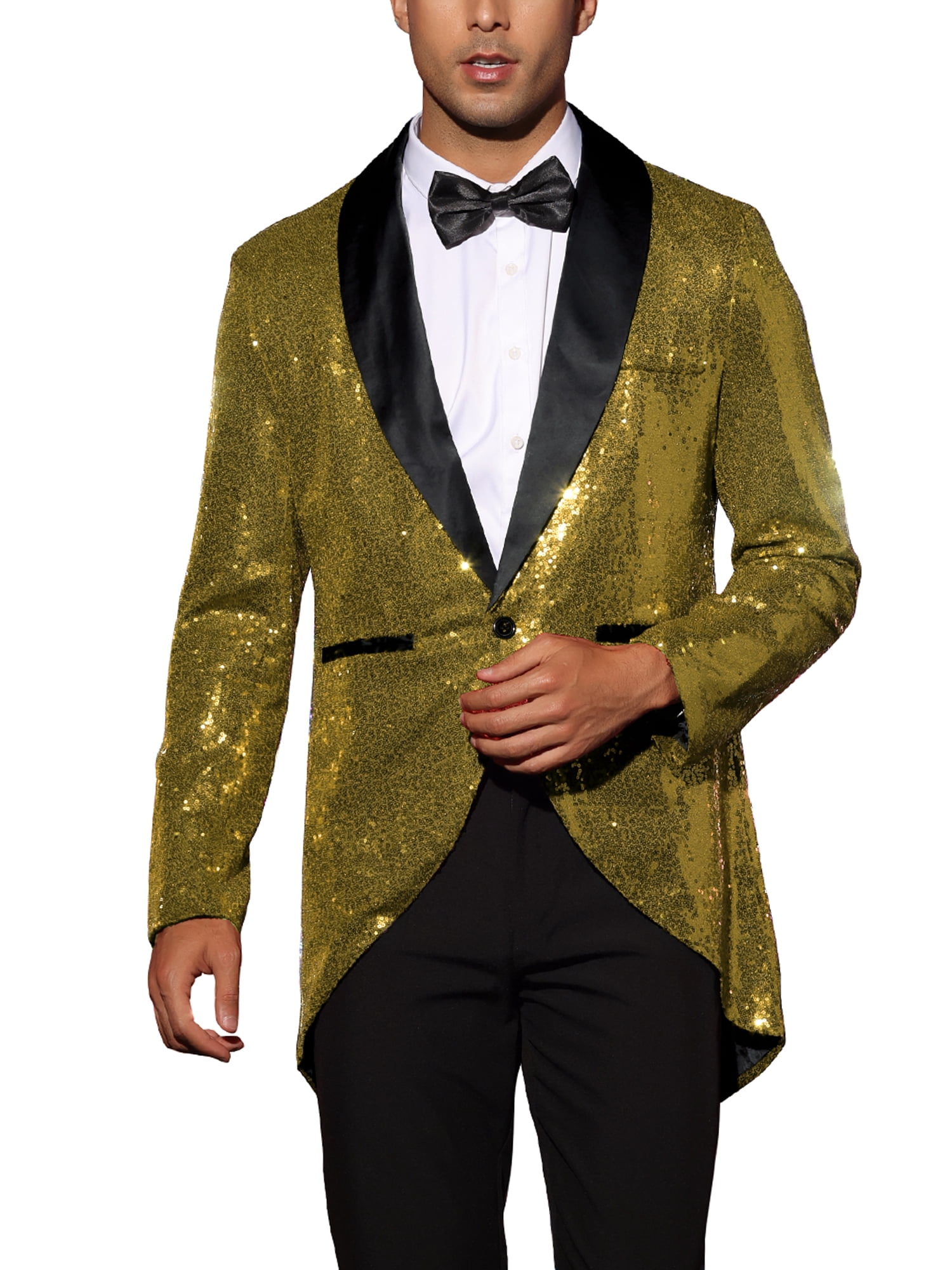 Lars Amadeus Sequin Tuxedo for Men's Shawl Lapel Shiny Party Wedding ...