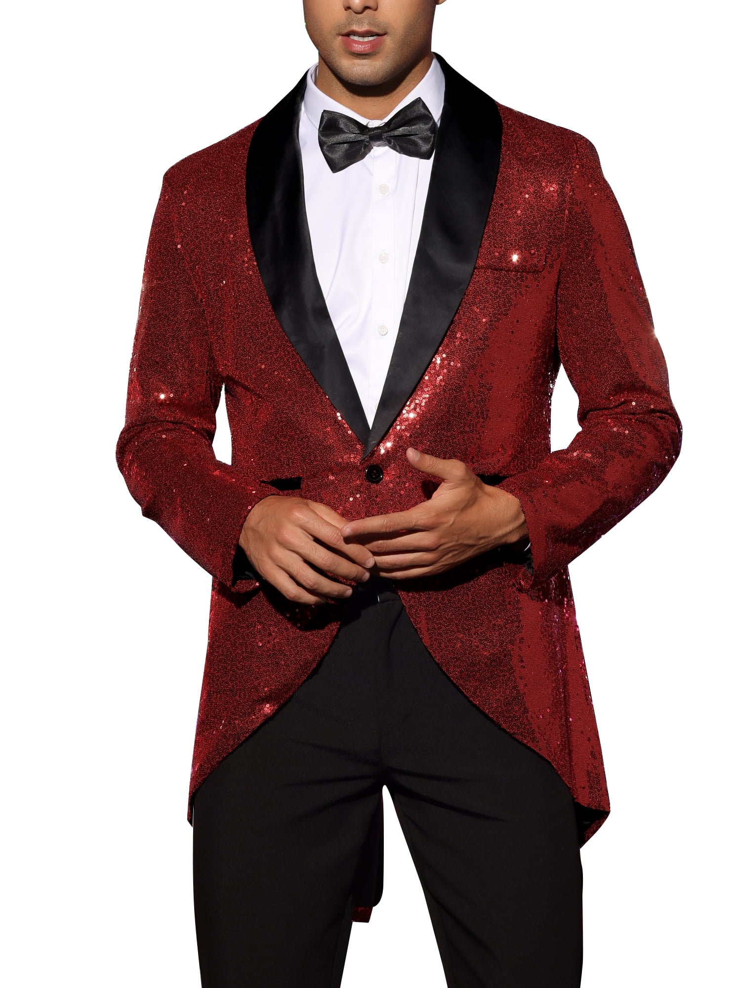 Lars Amadeus Sequin Tuxedo for Men's Shawl Lapel Shiny Party Wedding ...